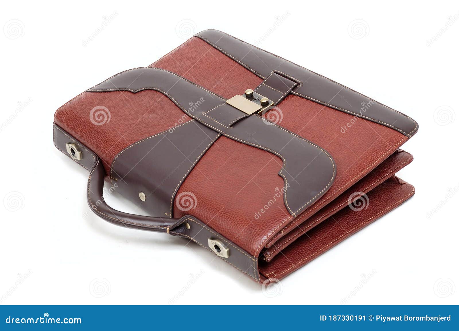 Red Leather Briefcase Isolated on the White Background Stock Image ...