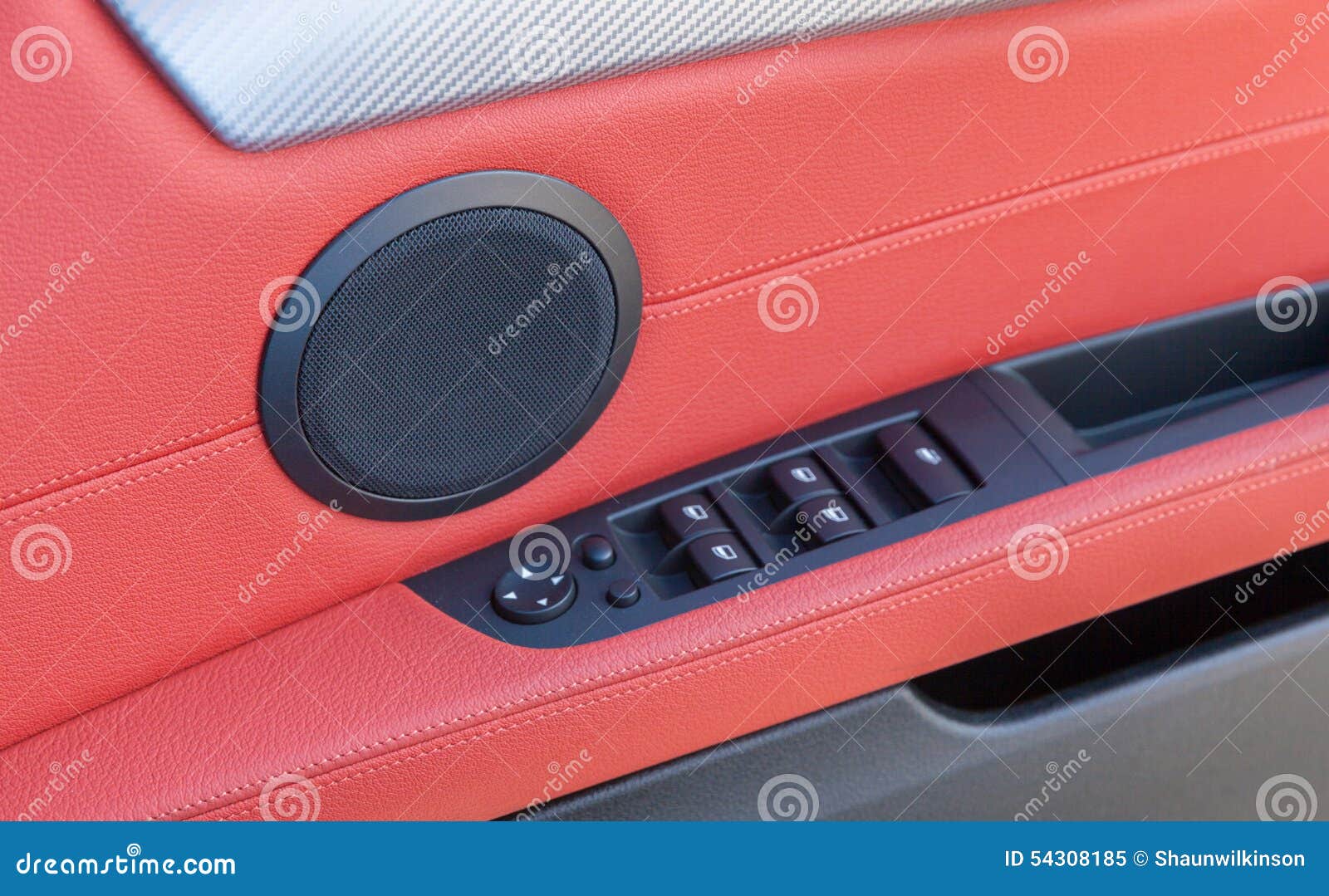 Red leather Car Interior stock image. Image of automobile - 54308185