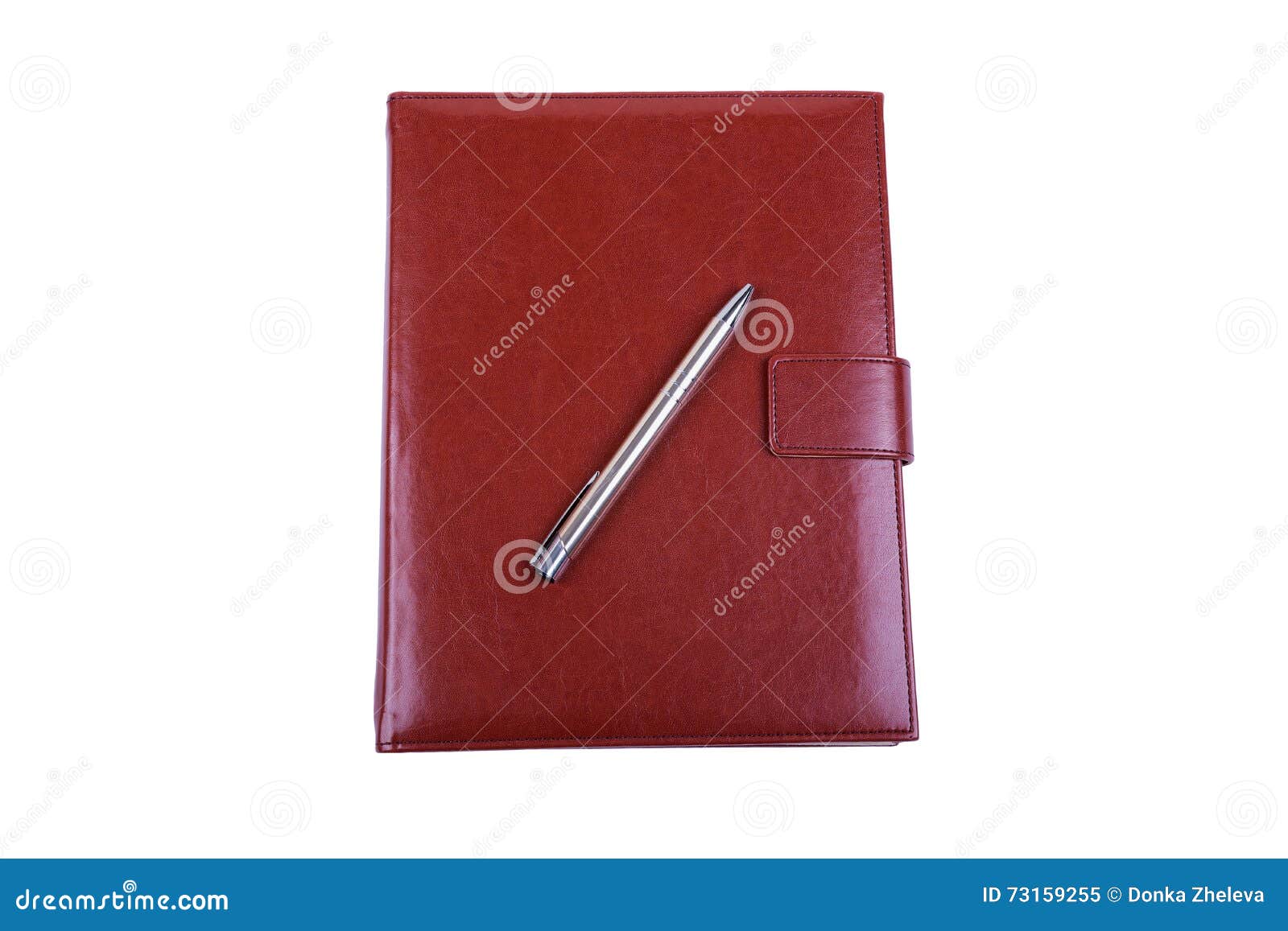 Red Leather Diary and Ball Pen Isolated on White Stock Image - Image of ...