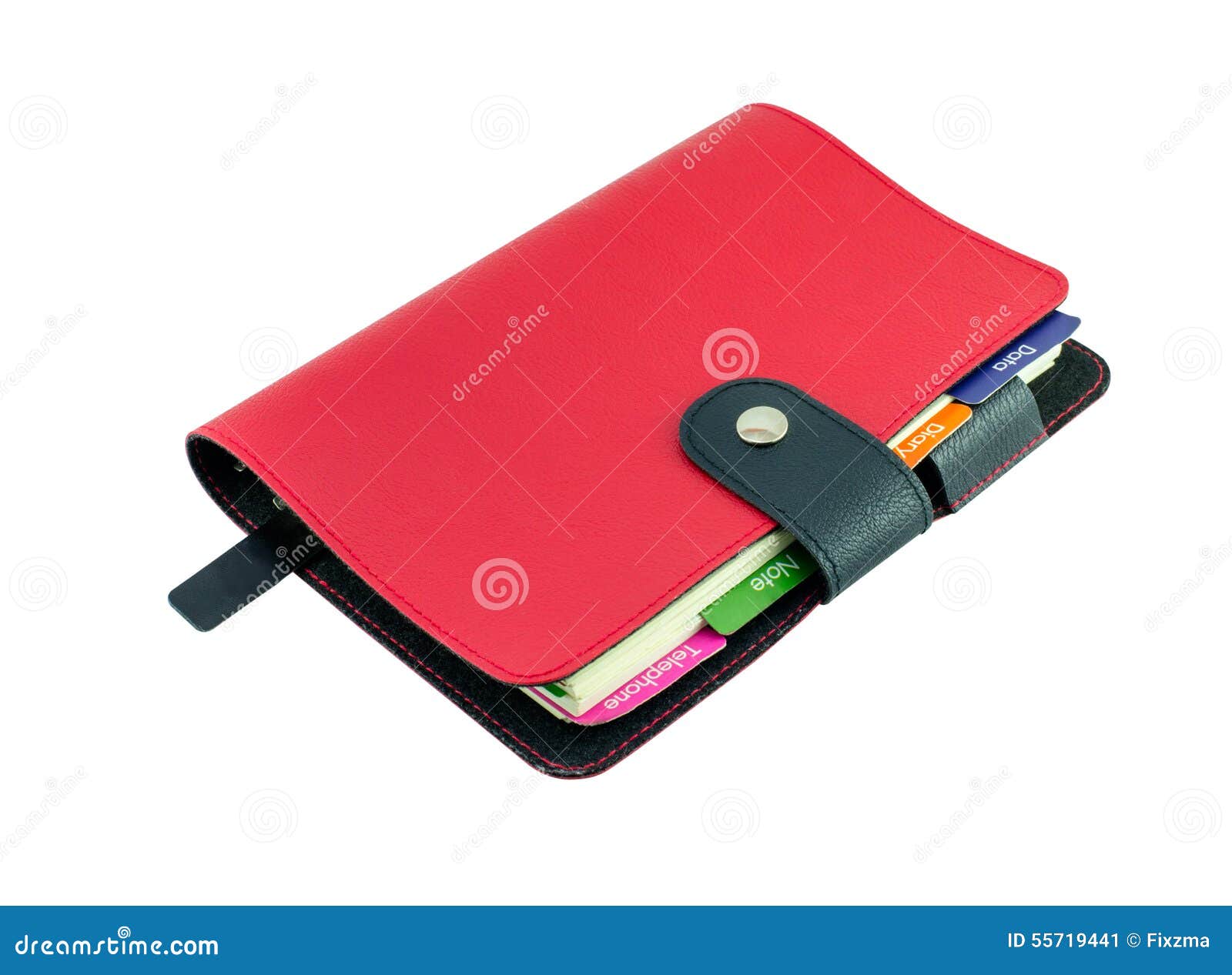 Red Leather Diary Book Isolate on White with Clipping Path Stock Image ...