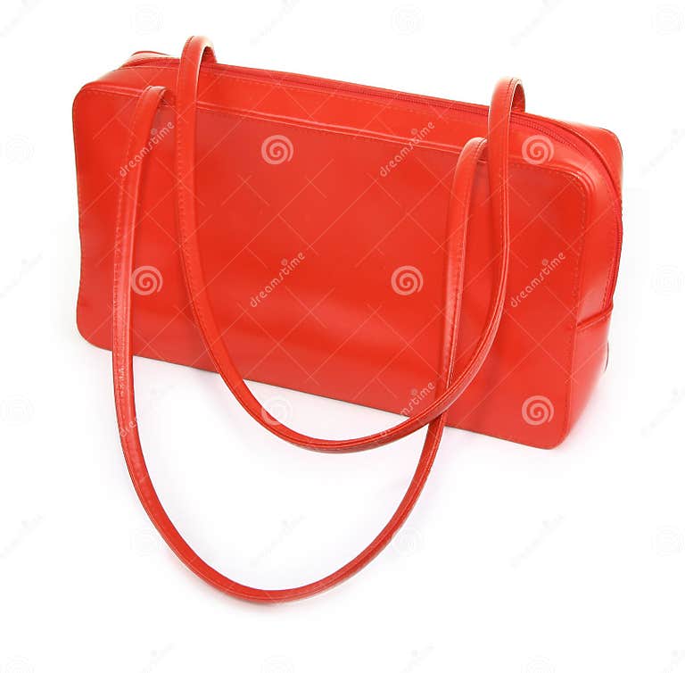 Red leather handbag stock image. Image of straps, side - 5204899