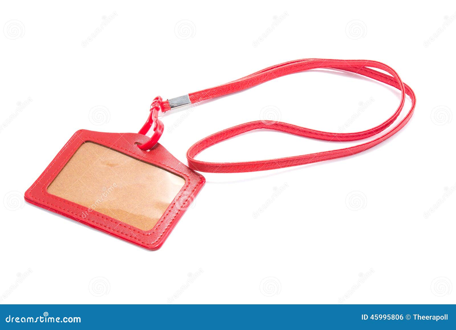 Red Leather Name Tag stock photo. Image of hanging, authorization ...