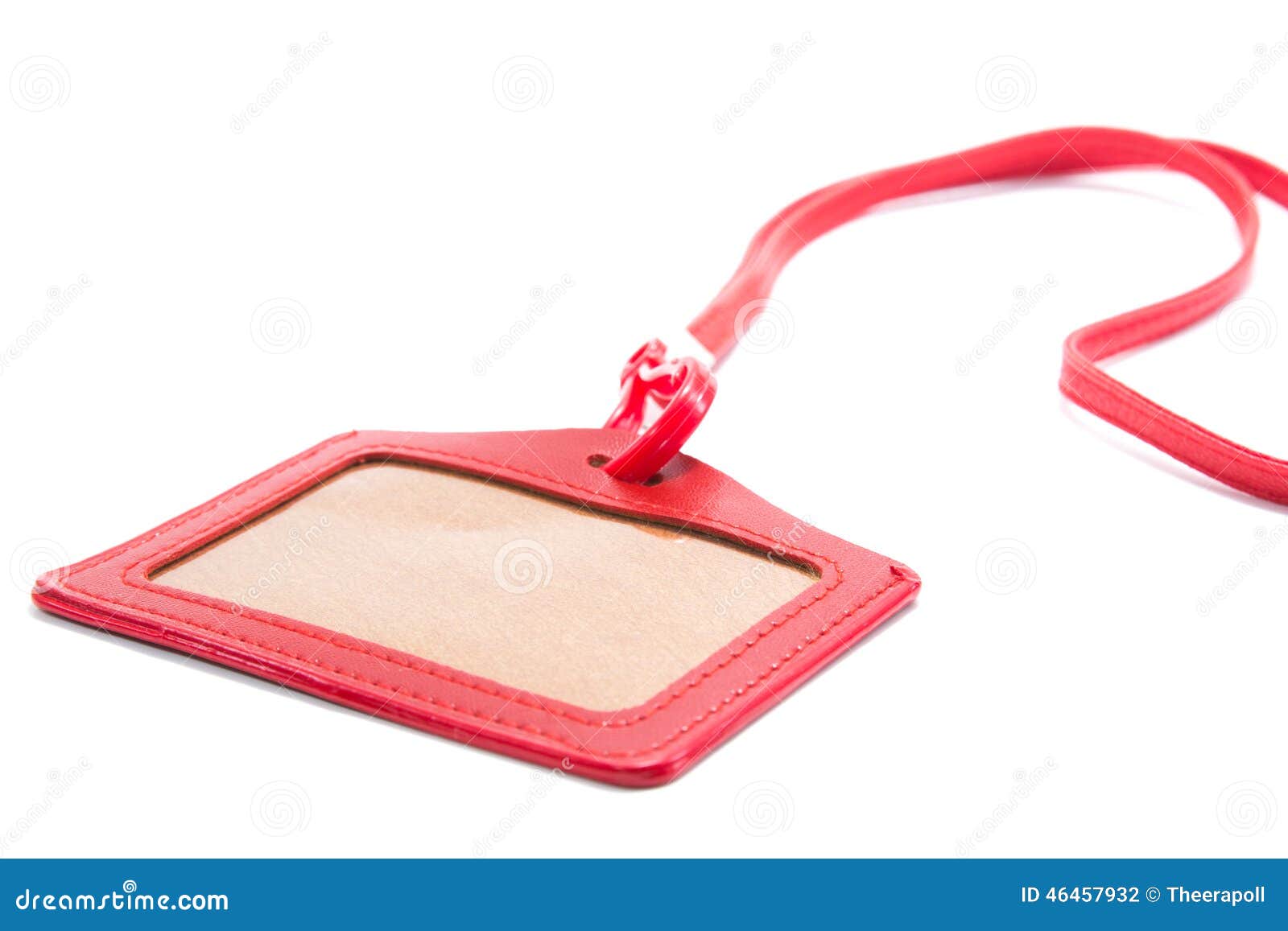 Red Leather Name Tag stock photo. Image of admission - 46457932