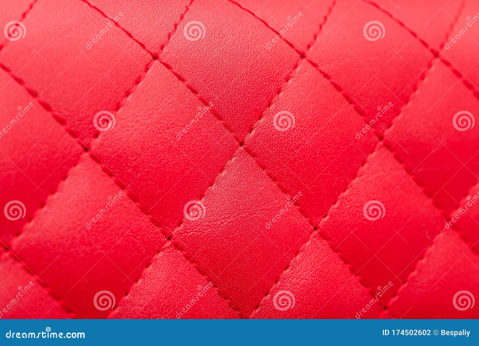 Red Leather Pattern Stitched Squares with Thread Seam. Stock Photo ...