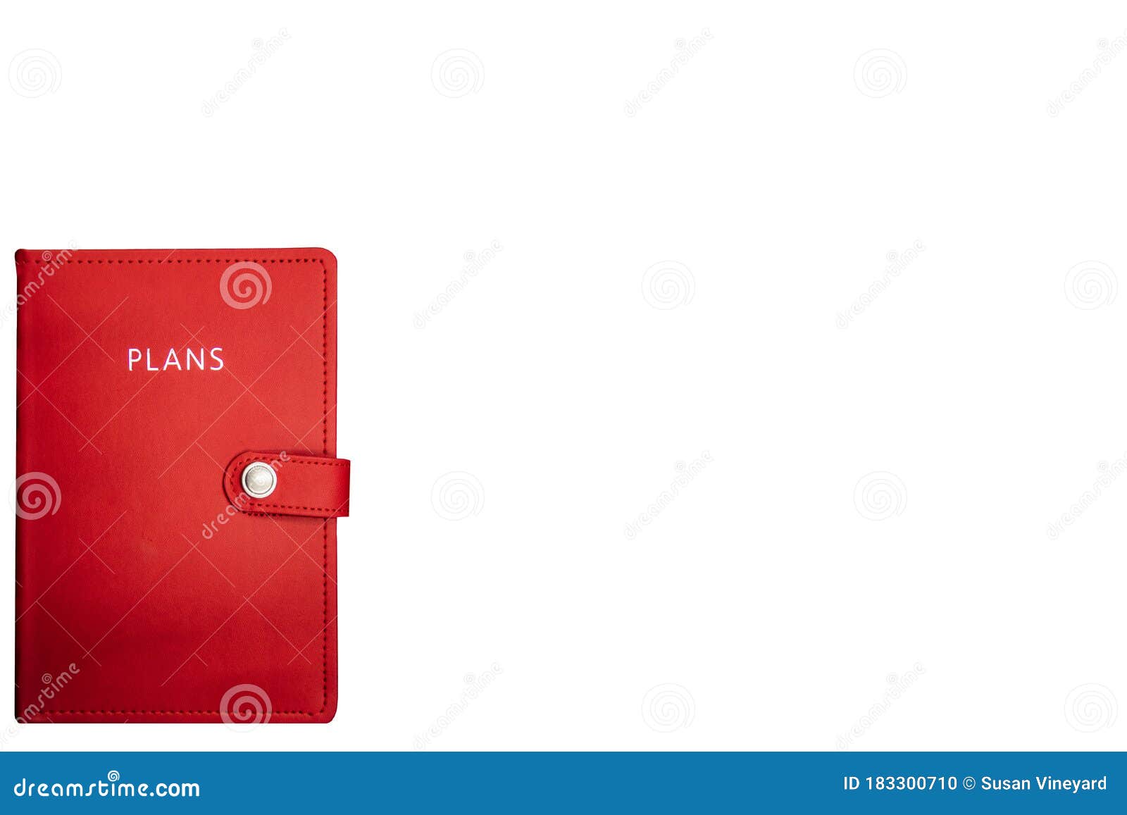 Red Leather Plans Notebook with Clasp Isolated on White Background with ...