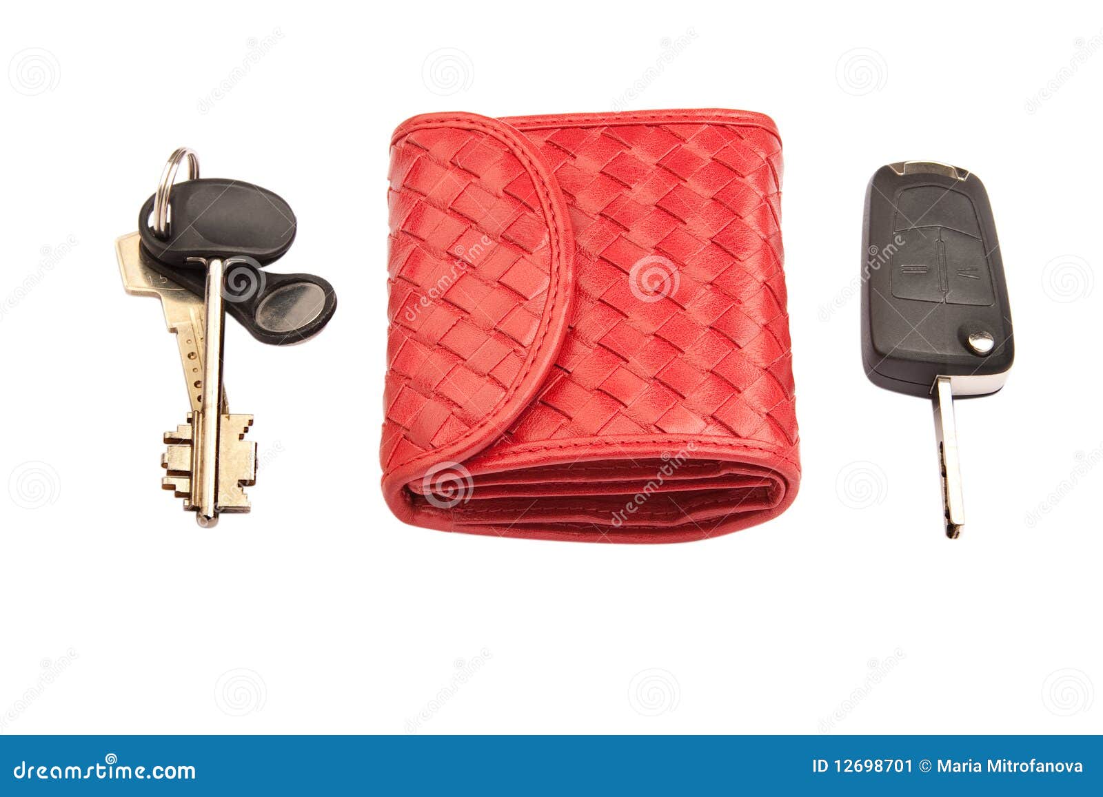 Red leather purse and keys stock image. Image of white - 12698701