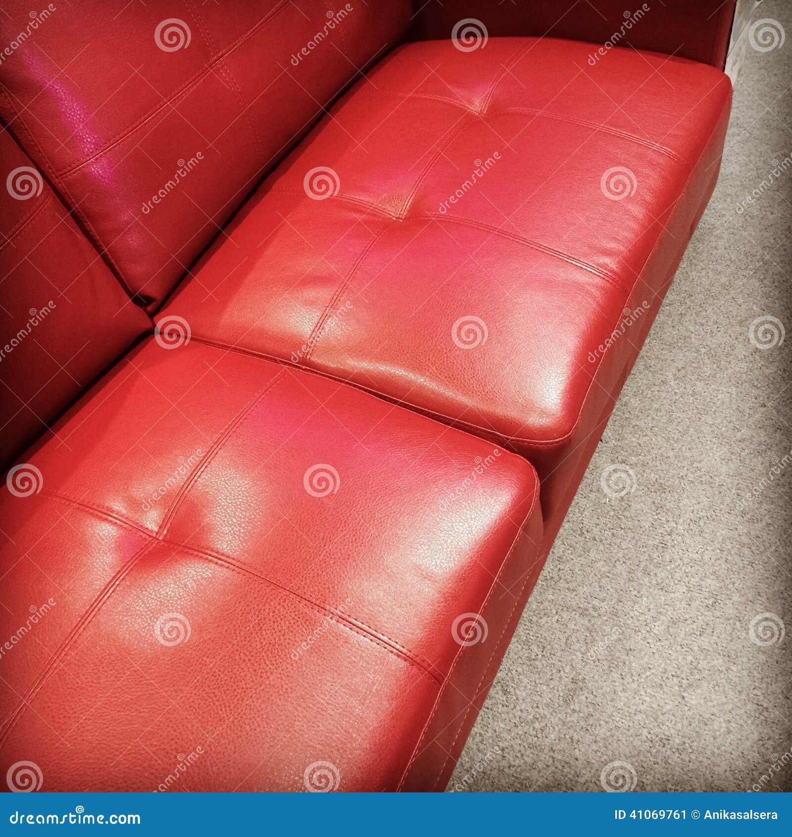 Red leather sofa stock image. Image of decor, contemporary - 41069761