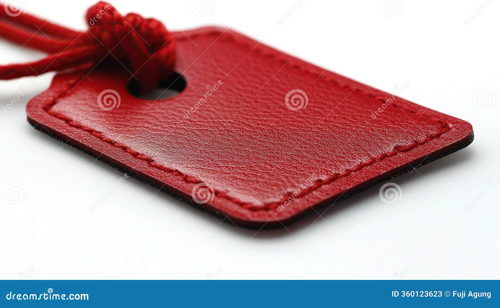 Red Leather Tag, String Tied, White Background, Blank Label, Marketing ...