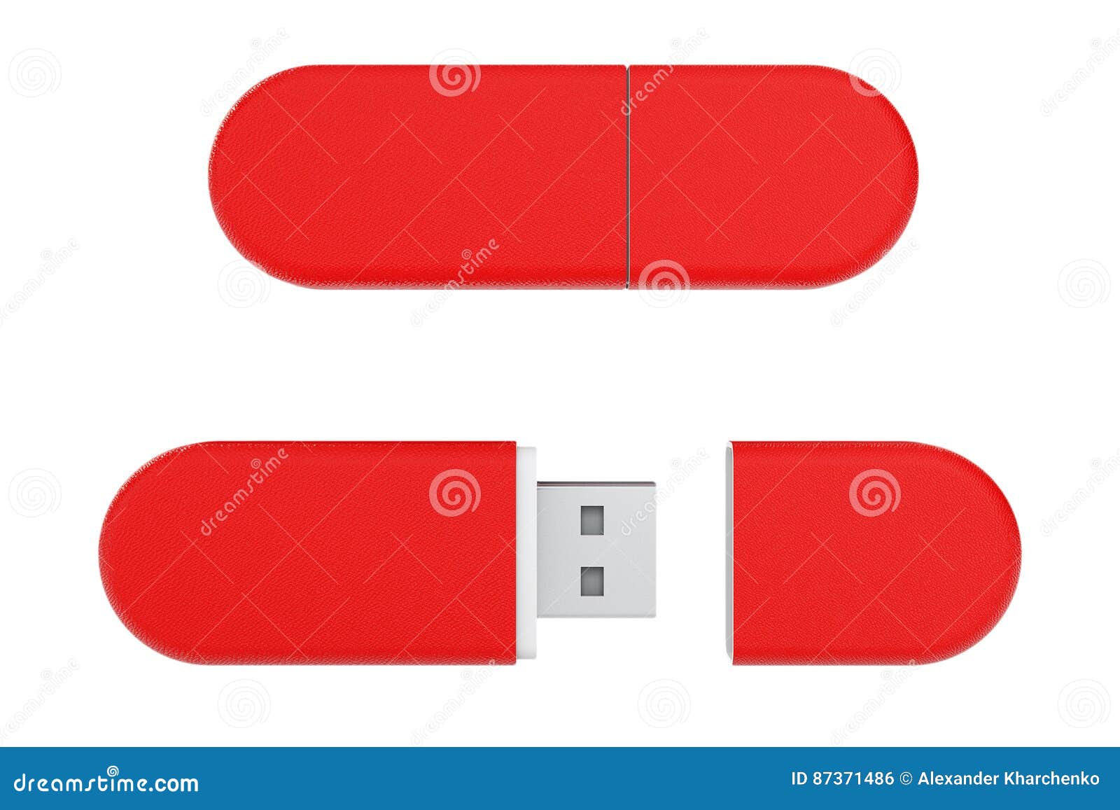 Red Leather USB Flash Memory Drives. 3d Rendering Stock Illustration ...