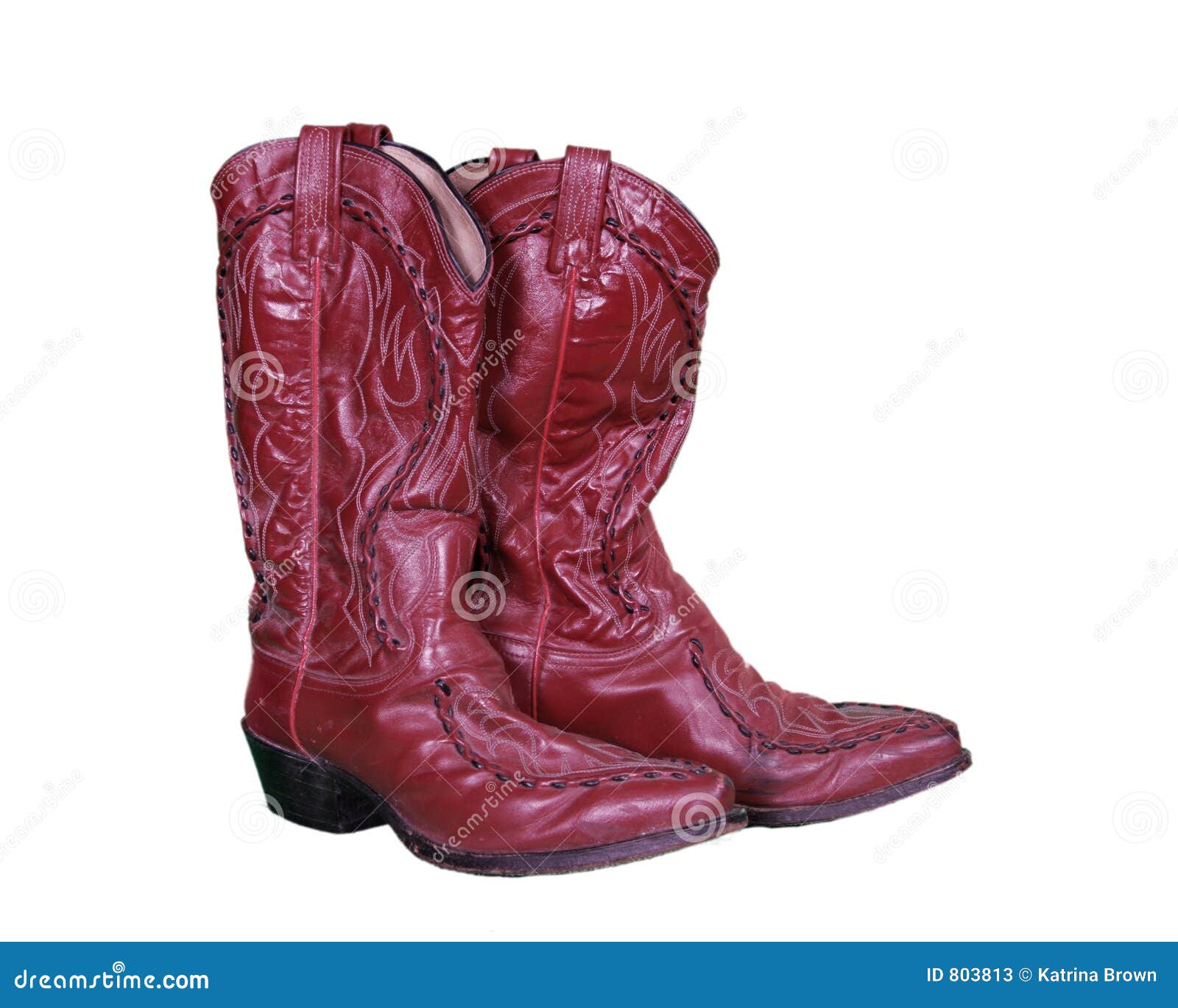 Red Leather Worn Country Boots Stock Image - Image of shoes, boots: 803813