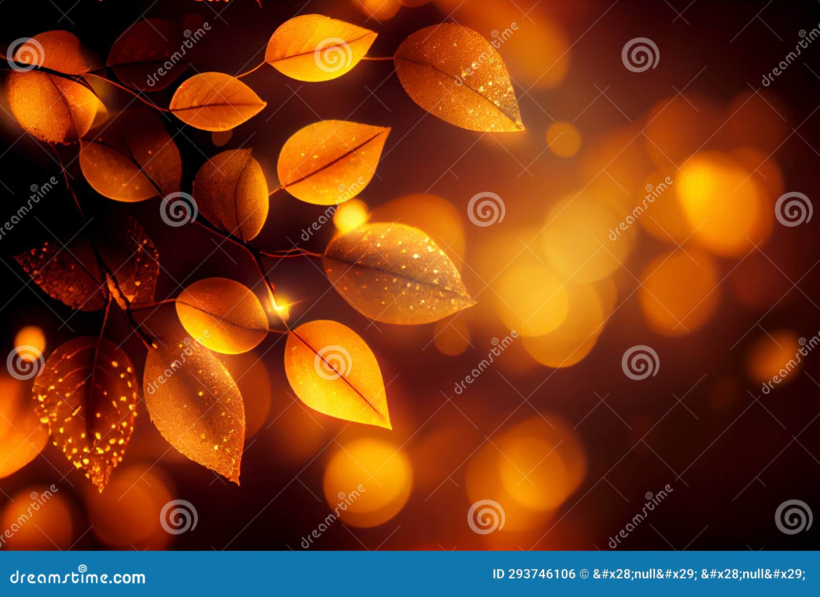 Red Leaves and Bokeh. Fall Autumn Background with Sample Text Stock ...