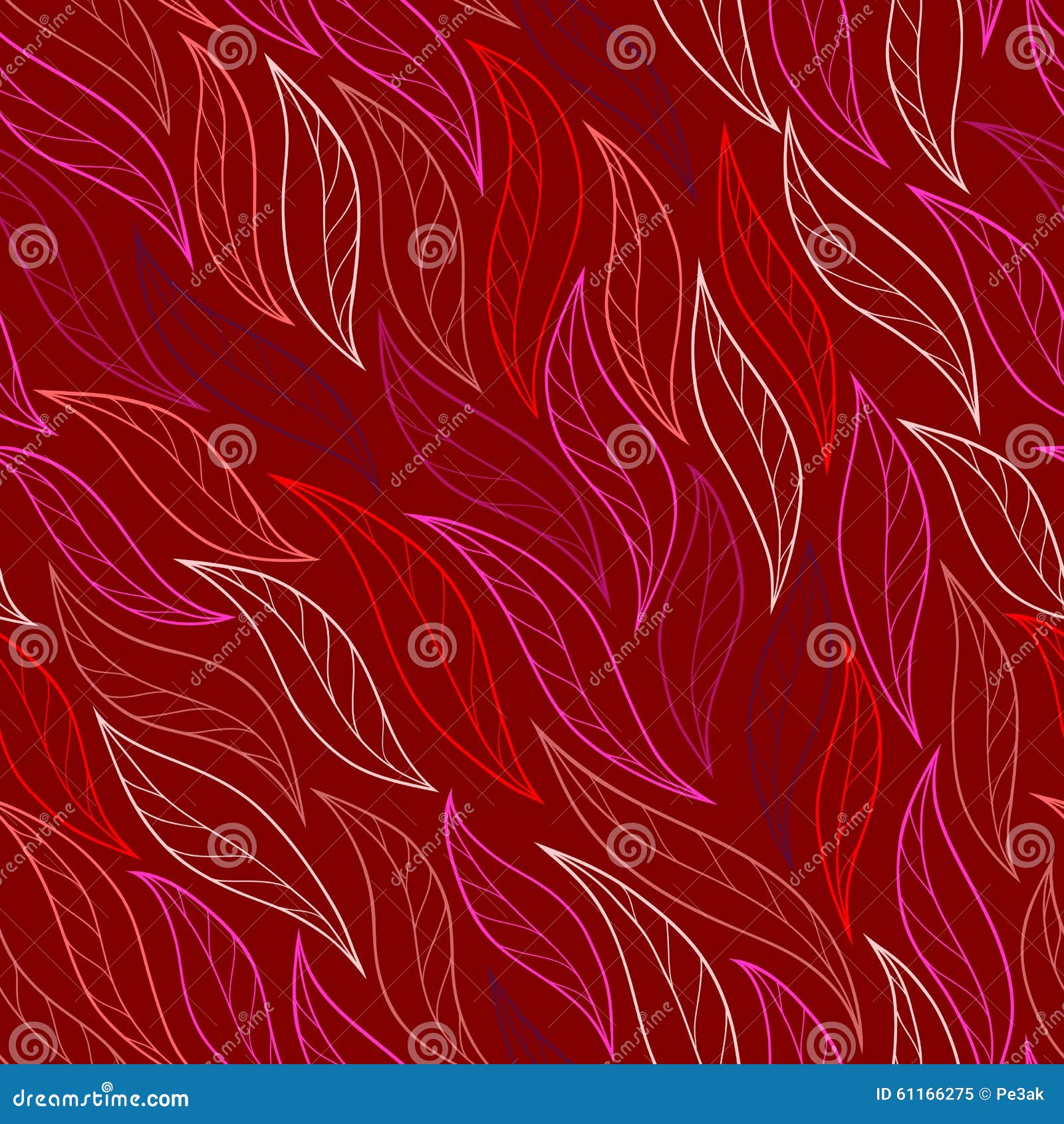 Red Leaves on Red Background Vector Seamless Abstract Hand-drawn Stock ...