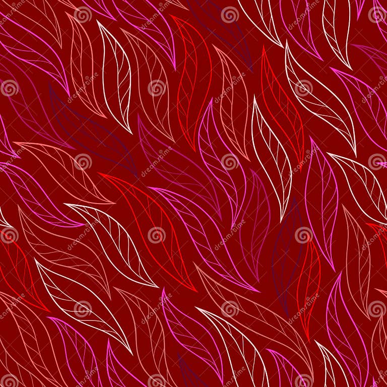 Red Leaves on Red Background Vector Seamless Abstract Hand-drawn Stock ...