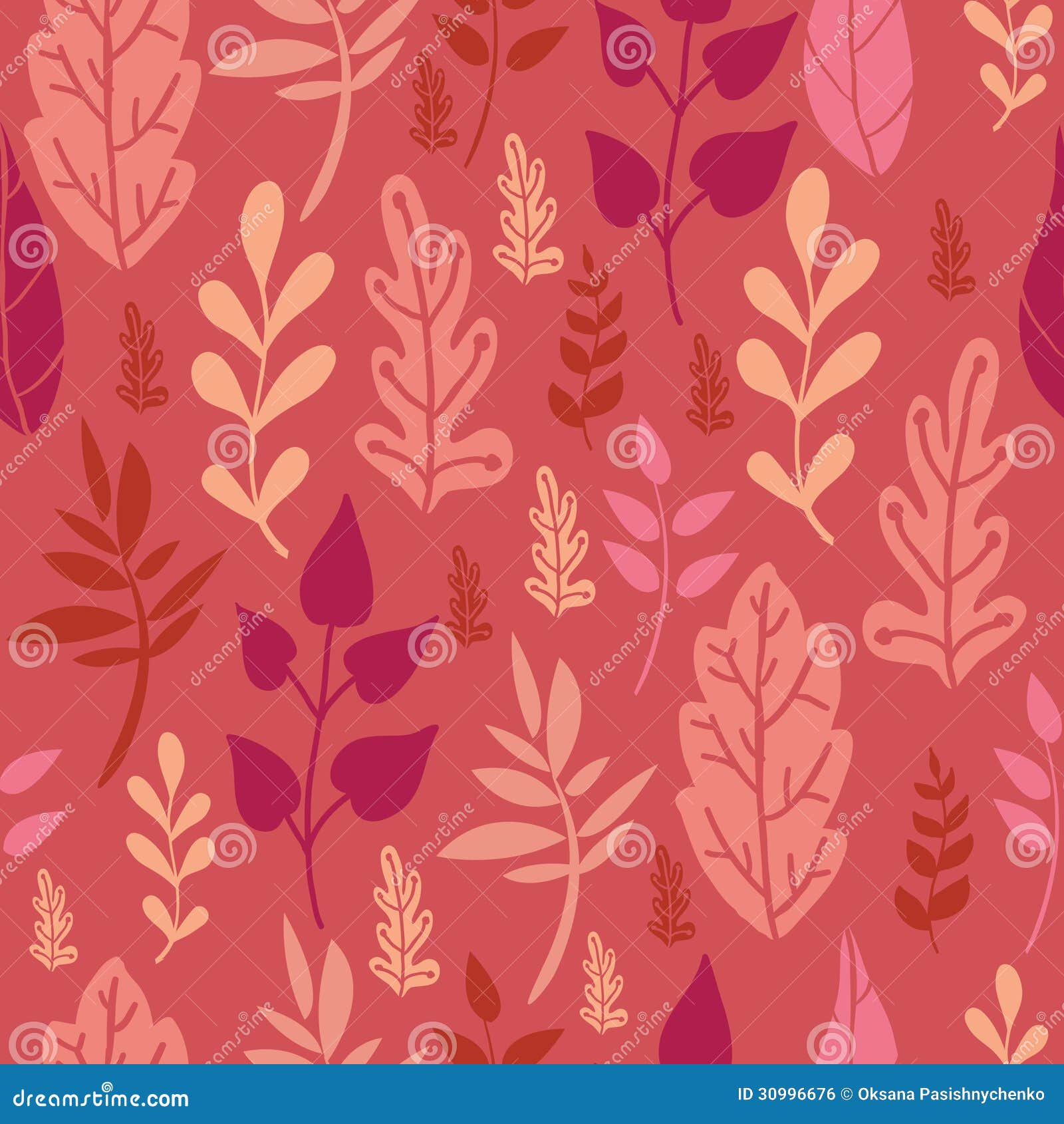 Red Leaves Seamless Pattern Background Stock Vector - Illustration of ...