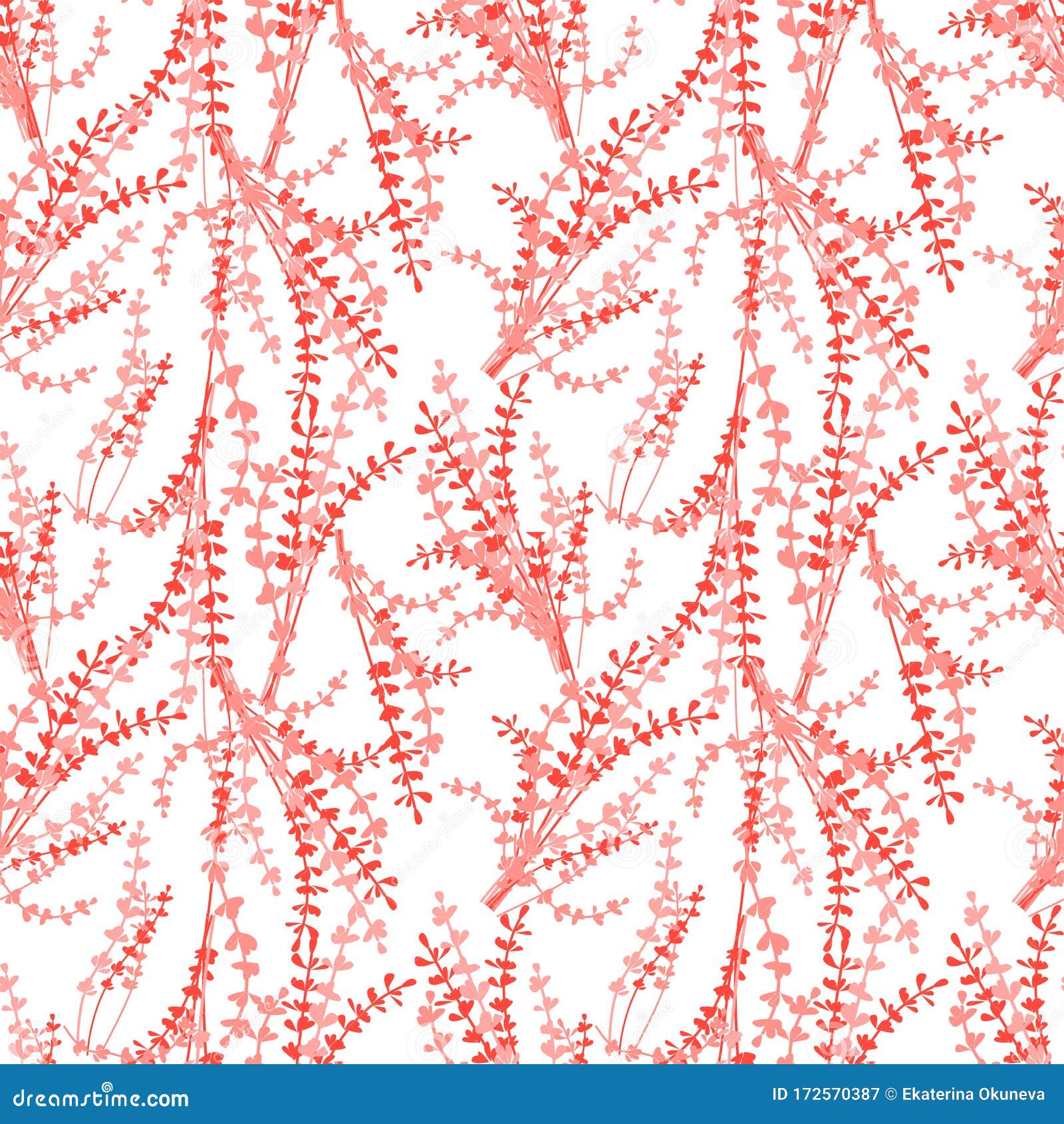 Red Leaves Seamless Pattern. Vector Flat Illustration of Branches with ...