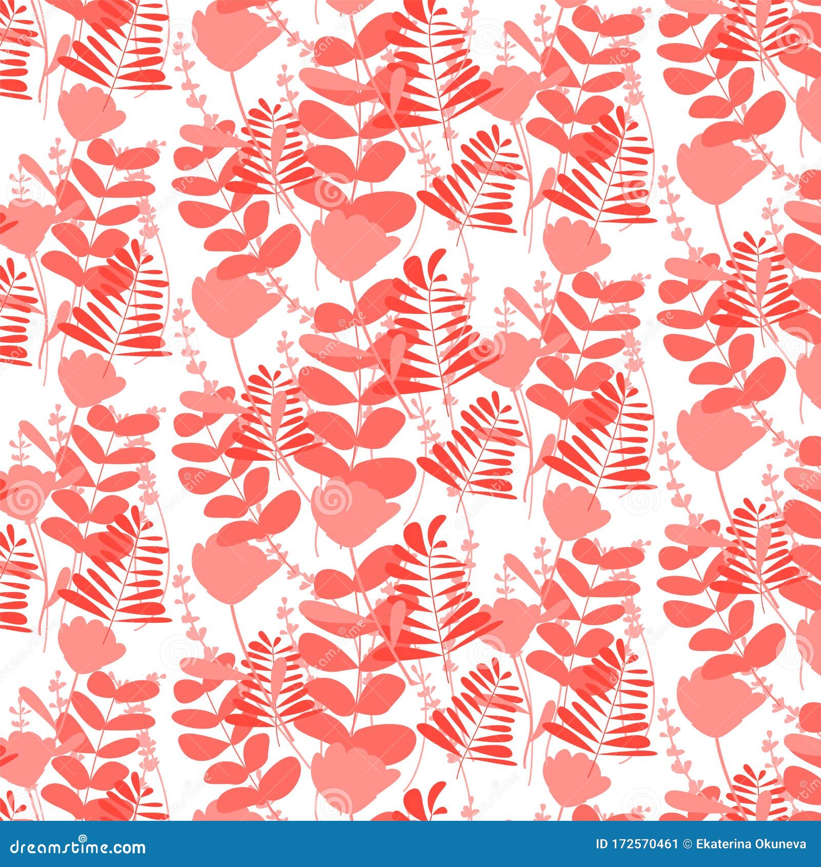 Red Leaves Seamless Pattern. Vector Flat Illustration of Branches with ...