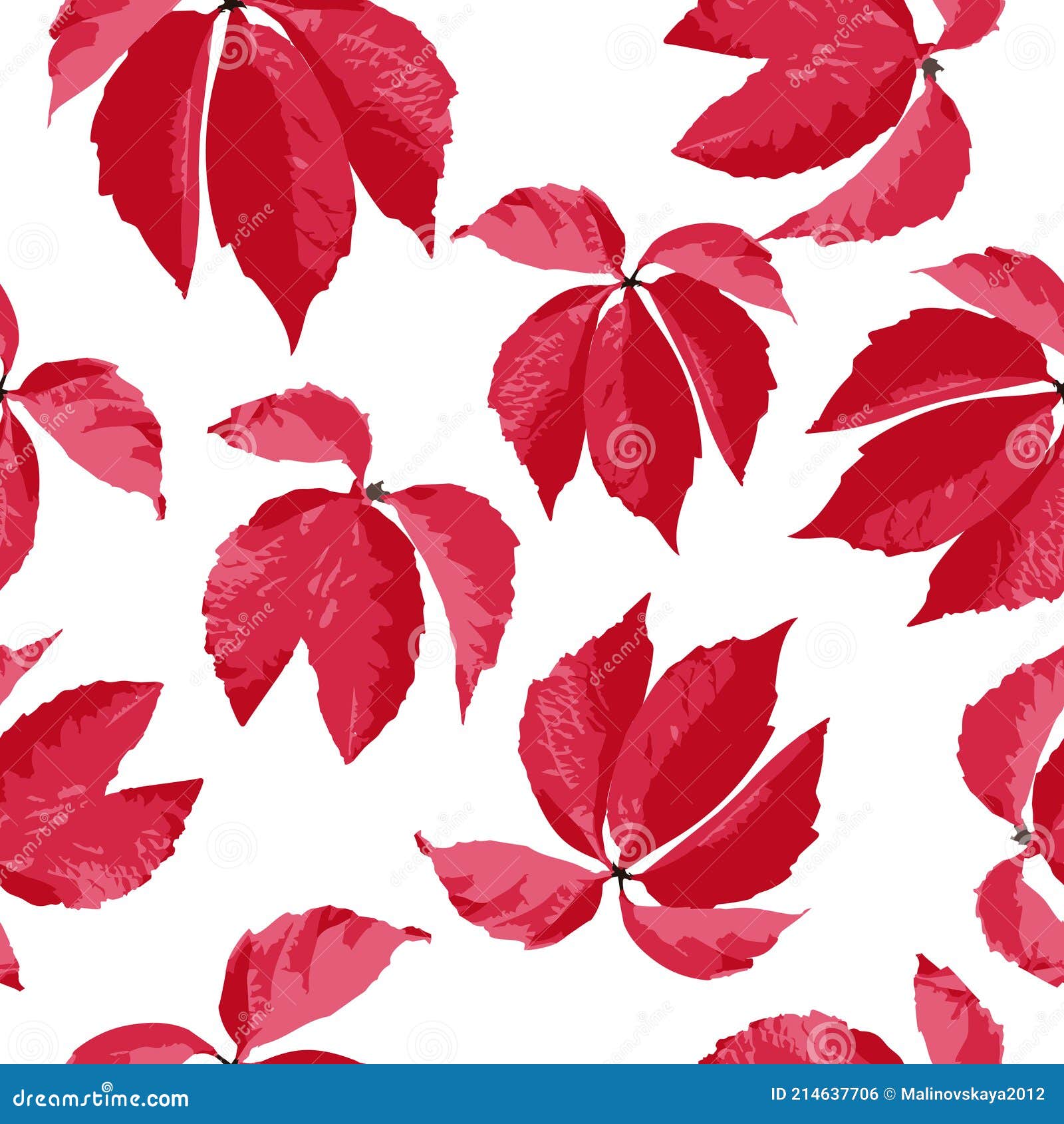 Red Leaves on a White Background, Seamless Pattern. Repeating Pattern ...