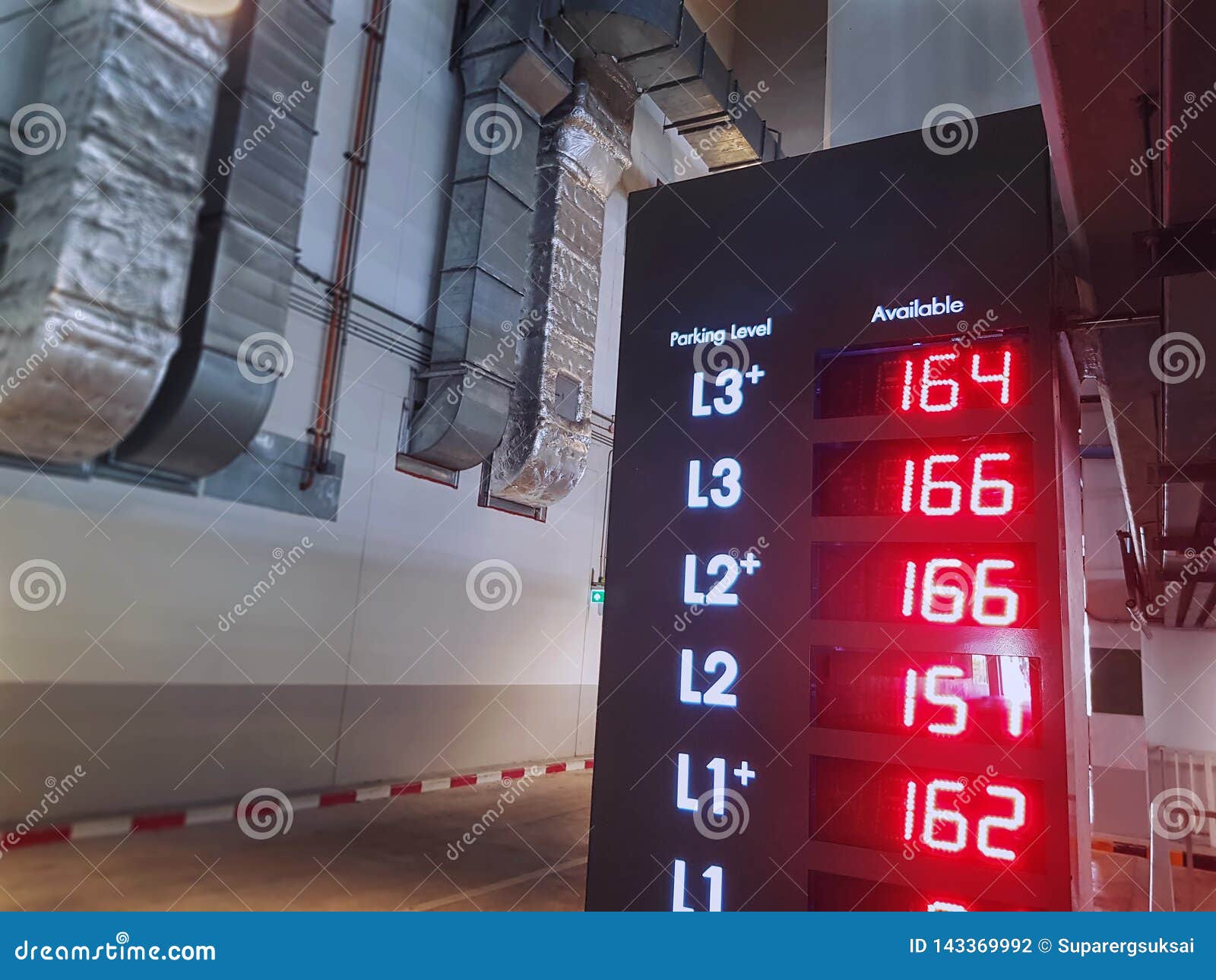 Red LED Display at Parking Lot Showing Number of Available Spaces Stock ...