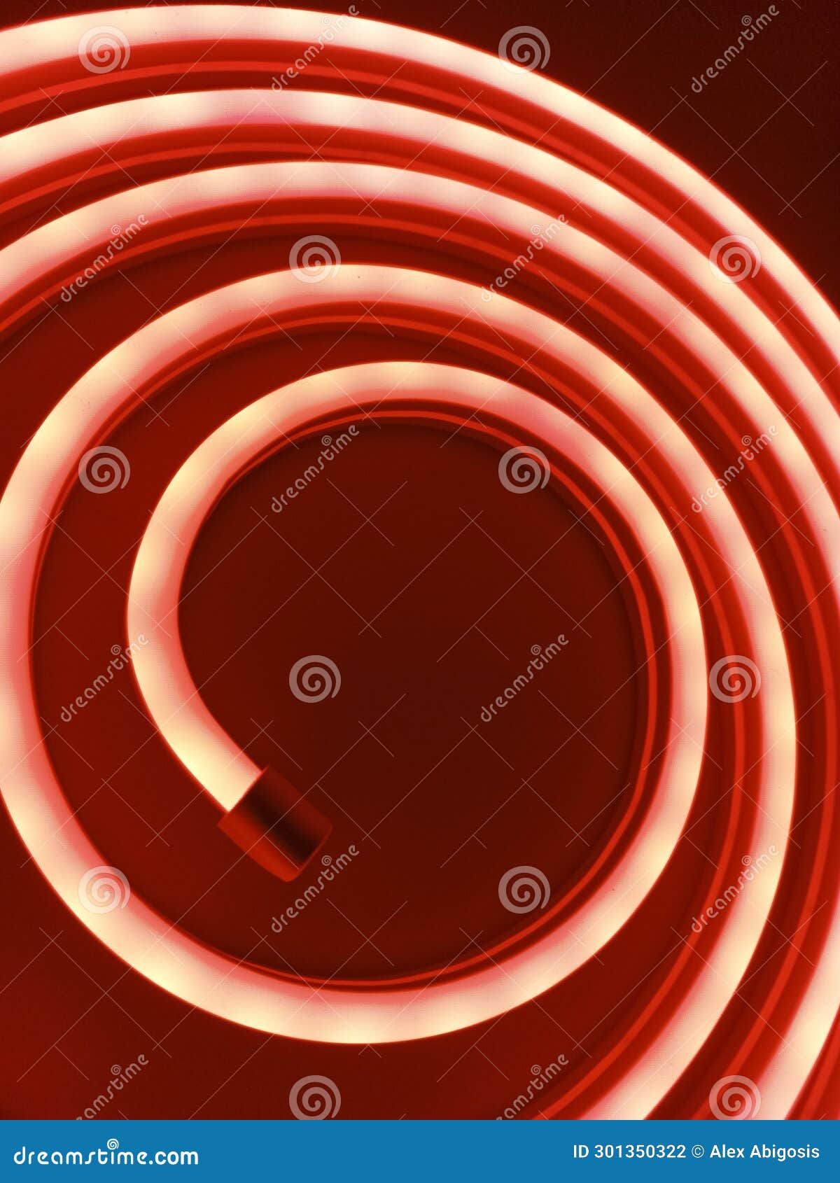 Red LED Light Coil in the Dark Stock Photo - Image of bright, line ...