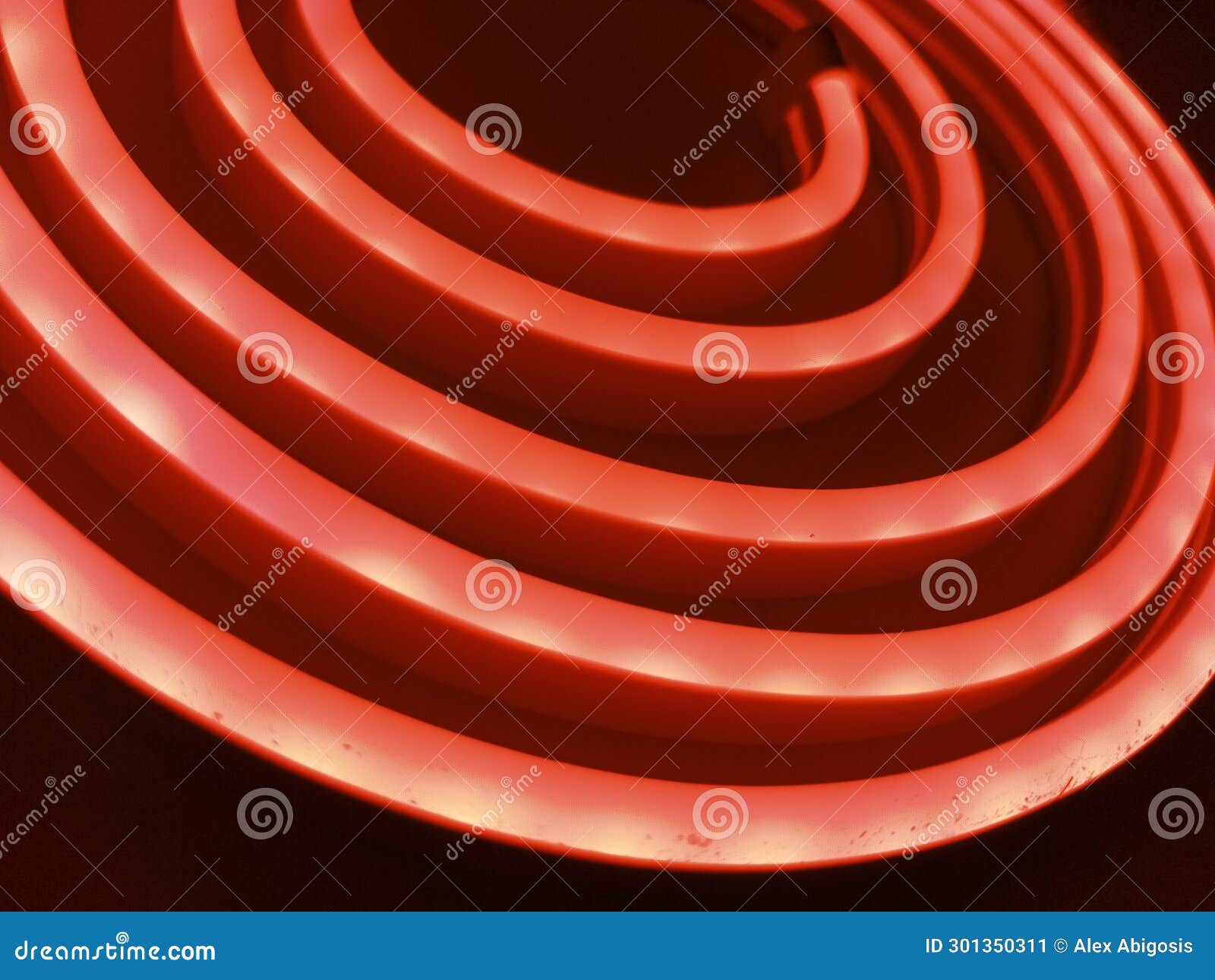 Red LED Light Coil in the Dark Stock Image - Image of rope, dark: 301350311