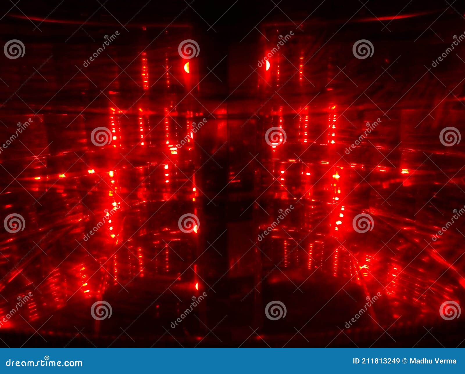 Red LED Lights with Sparkle Lights Stock Image - Image of light, line ...