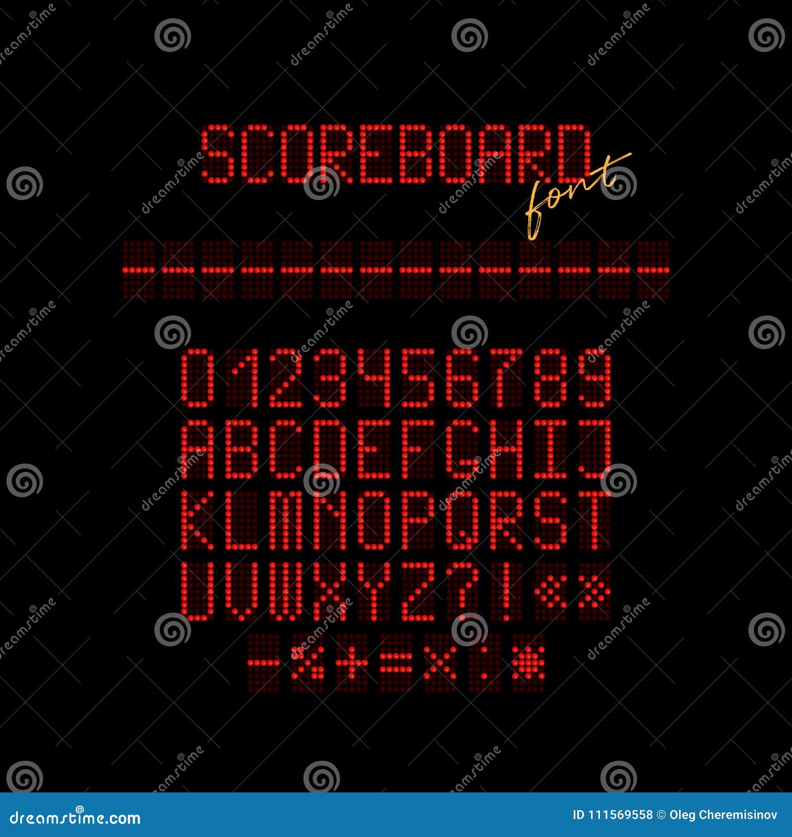 Red Led Scoreboard Font. Vector Realistic Letters and Numbers Made of ... Red Led Scoreboard Font. Vector Realistic Letters and Numbers Made of ...