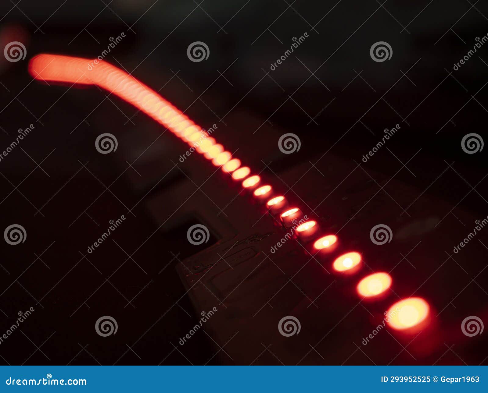 Red Led Strip on a Black Background. Selective Focus Stock Image ...