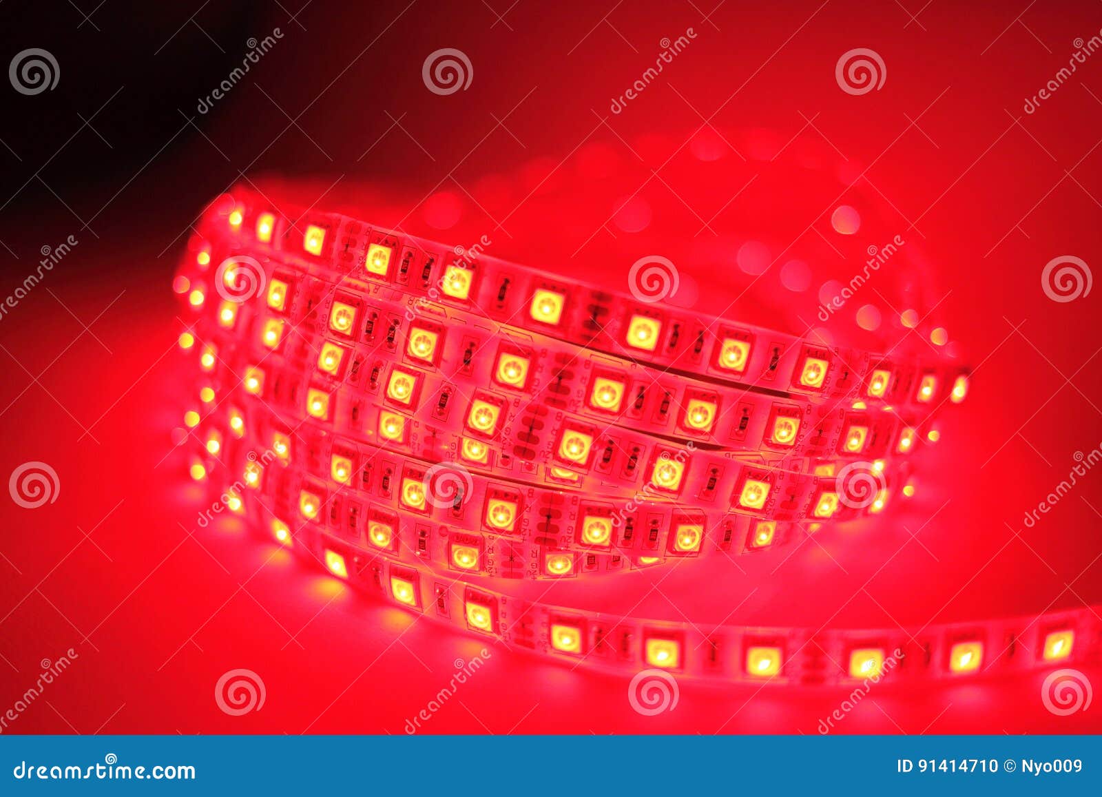 Red LED strip light stock photo. Image of lamp, illuminate - 91414710