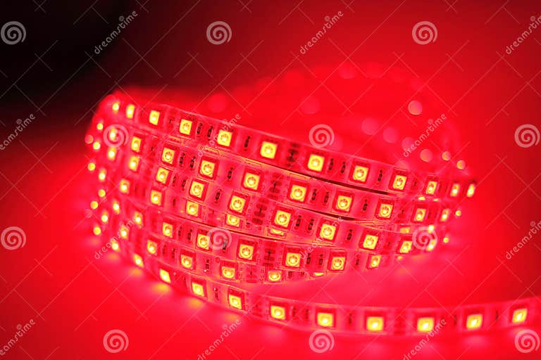 Red LED strip light stock photo. Image of lamp, illuminate - 91414710