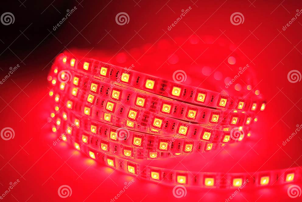 Red LED strip light stock photo. Image of lamp, illuminate - 91414710