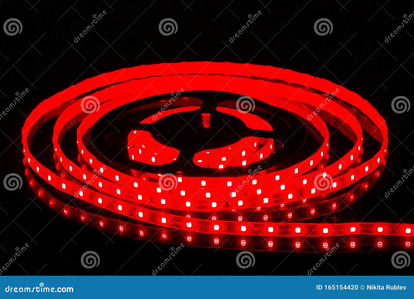 Red LED Strip on Reel with Black Background Stock Photo - Image of ...