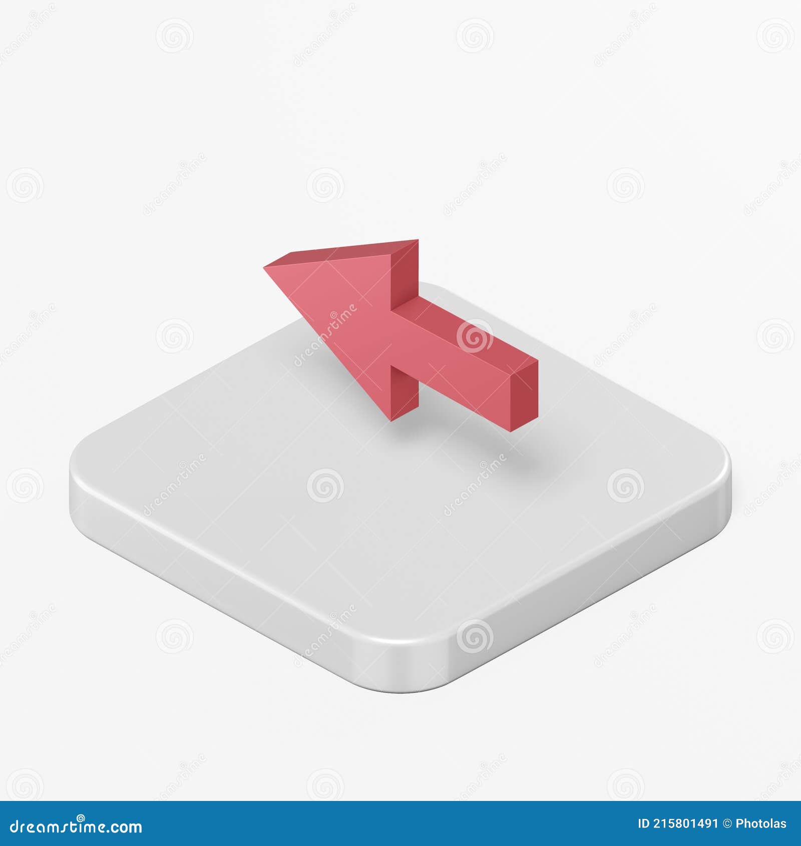 Red Left Arrow Icon. 3d Rendering Square Button Key Isometric View, Interface Ui Ux Element ...