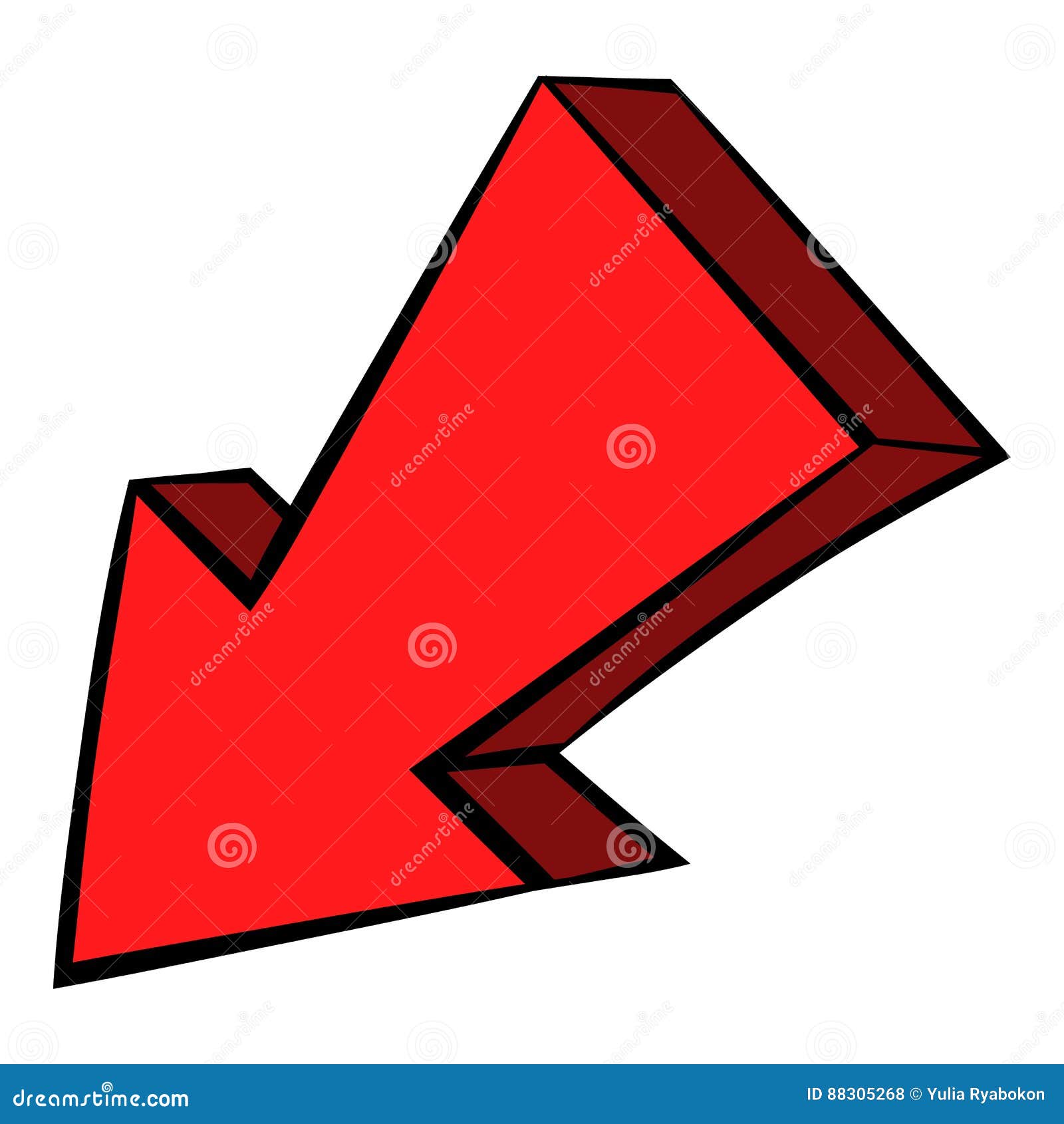 Red Left Down Arrow Icon, Icon Cartoon Stock Vector - Illustration of ...