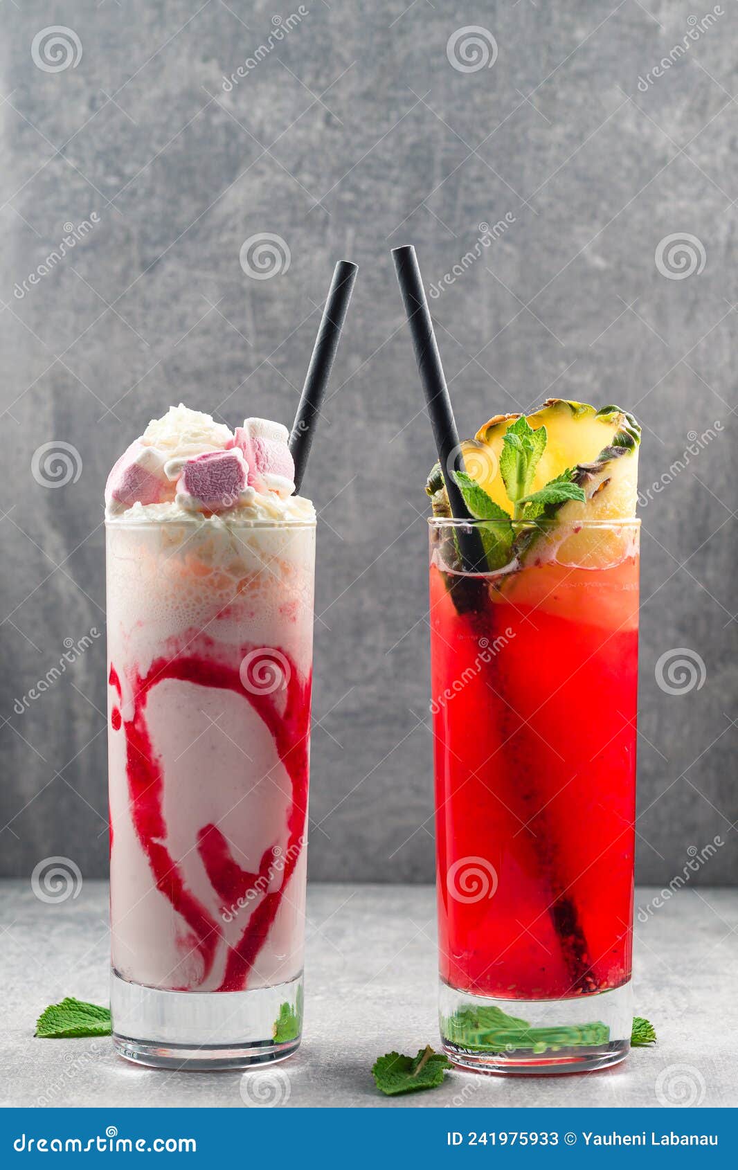 Milkshake Drinks On A Wooden Stool With A Pink Marble Background Stock ...
