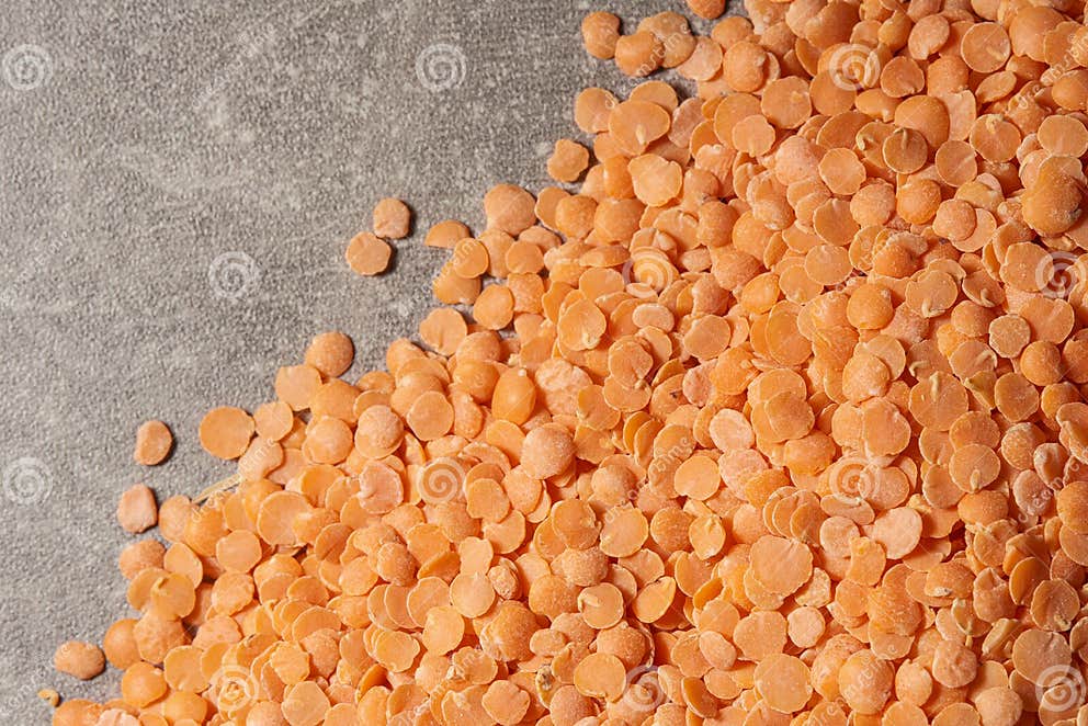 Red Lentil Beans Pile on the Grey Background Stock Photo - Image of ...