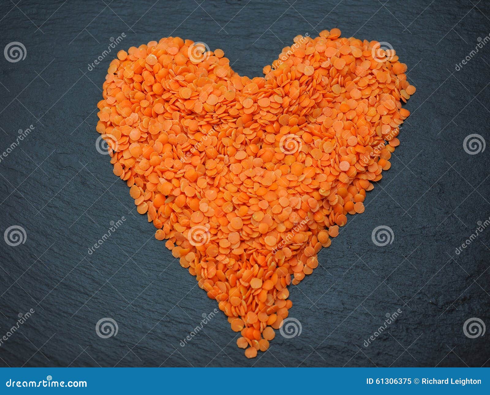 Red Lentil Heart Shape on Grey Slate Stock Image - Image of lentil ...
