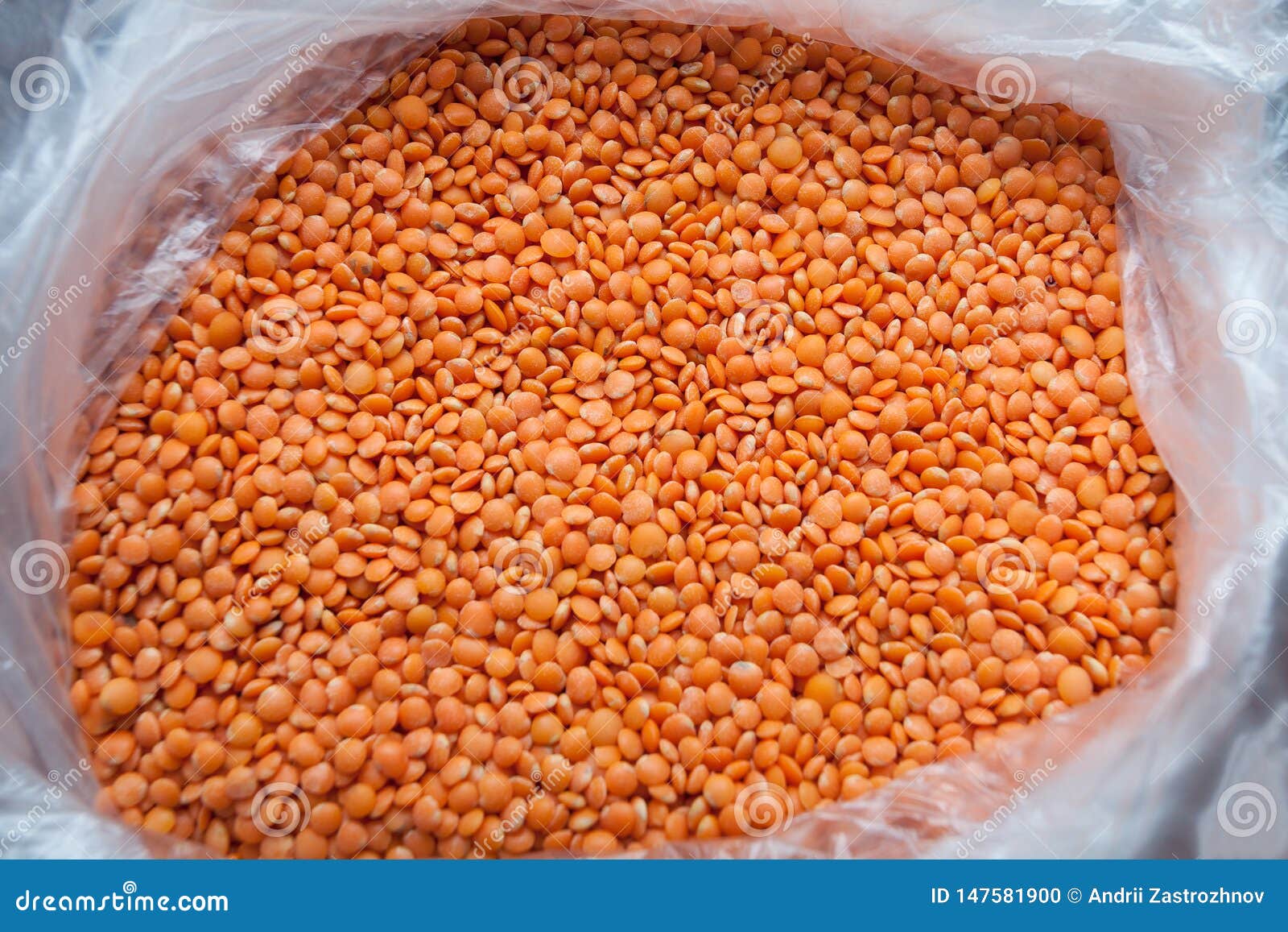 Red Lentils in a Plastic Bag Stock Photo - Image of ingredient, yellow ...