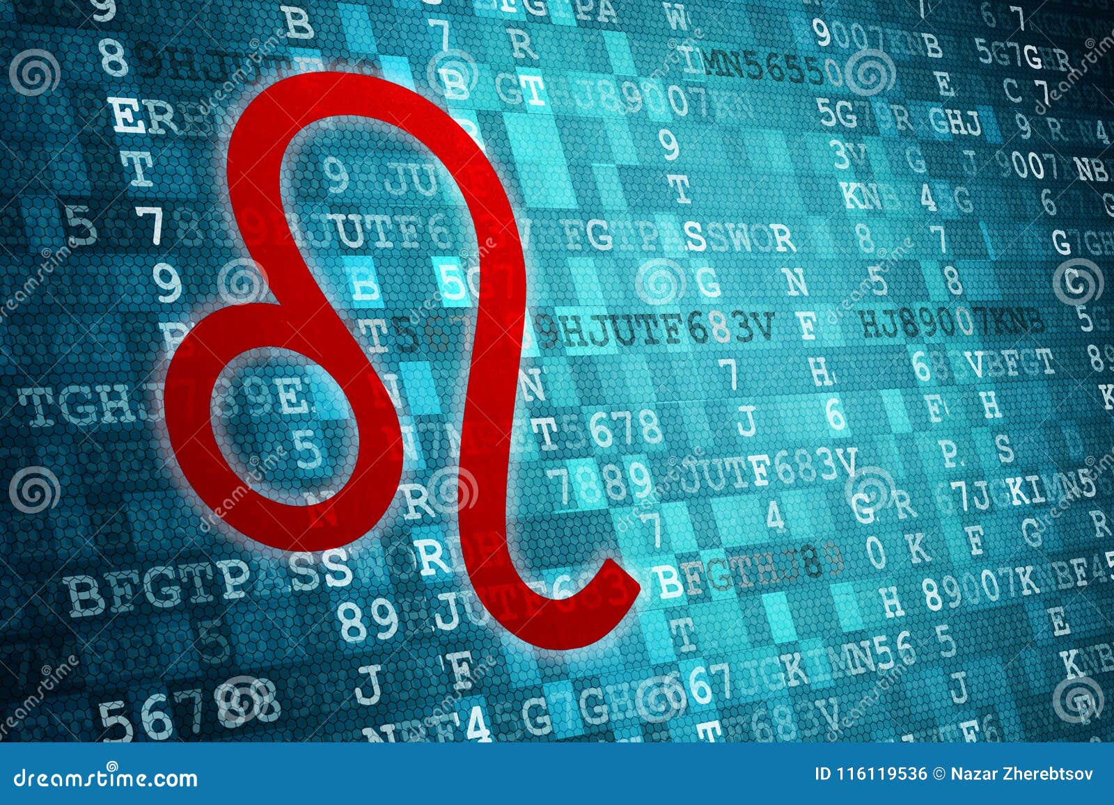 Red Leo Zodiac Sign on Blue Digital Background. Copy Space Stock ...