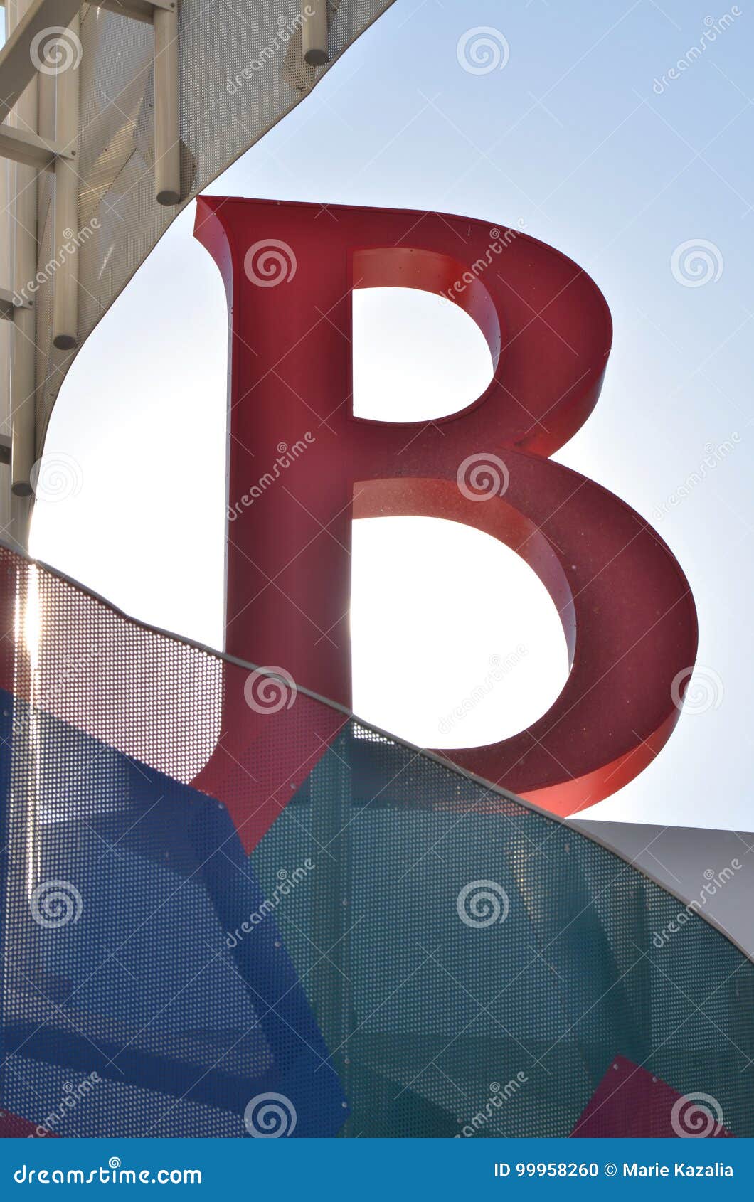 Red letter B stock photo. Image of tall, outside, architectural - 99958260