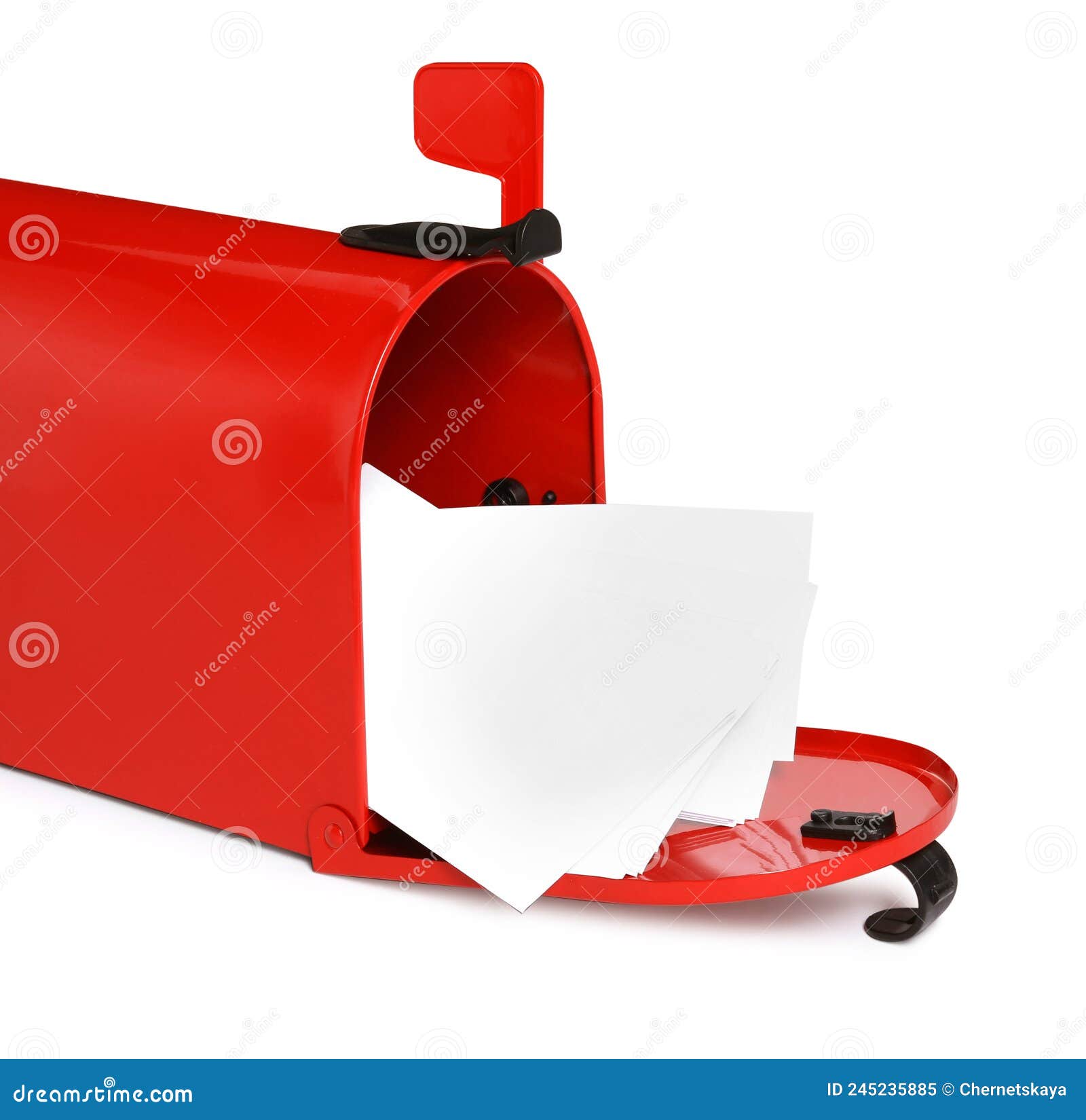 Red Letter Box with Envelopes on White Background Stock Image - Image ...