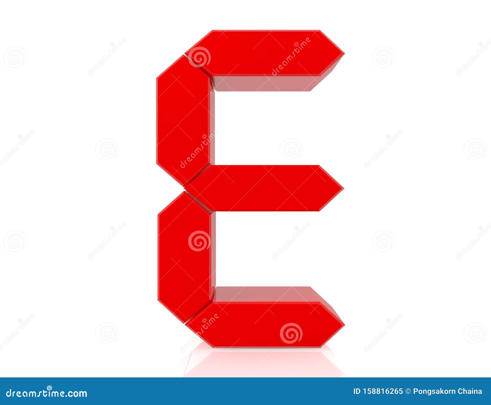 The Red Letter E Digital Style 3d Rendering Stock Illustration ...