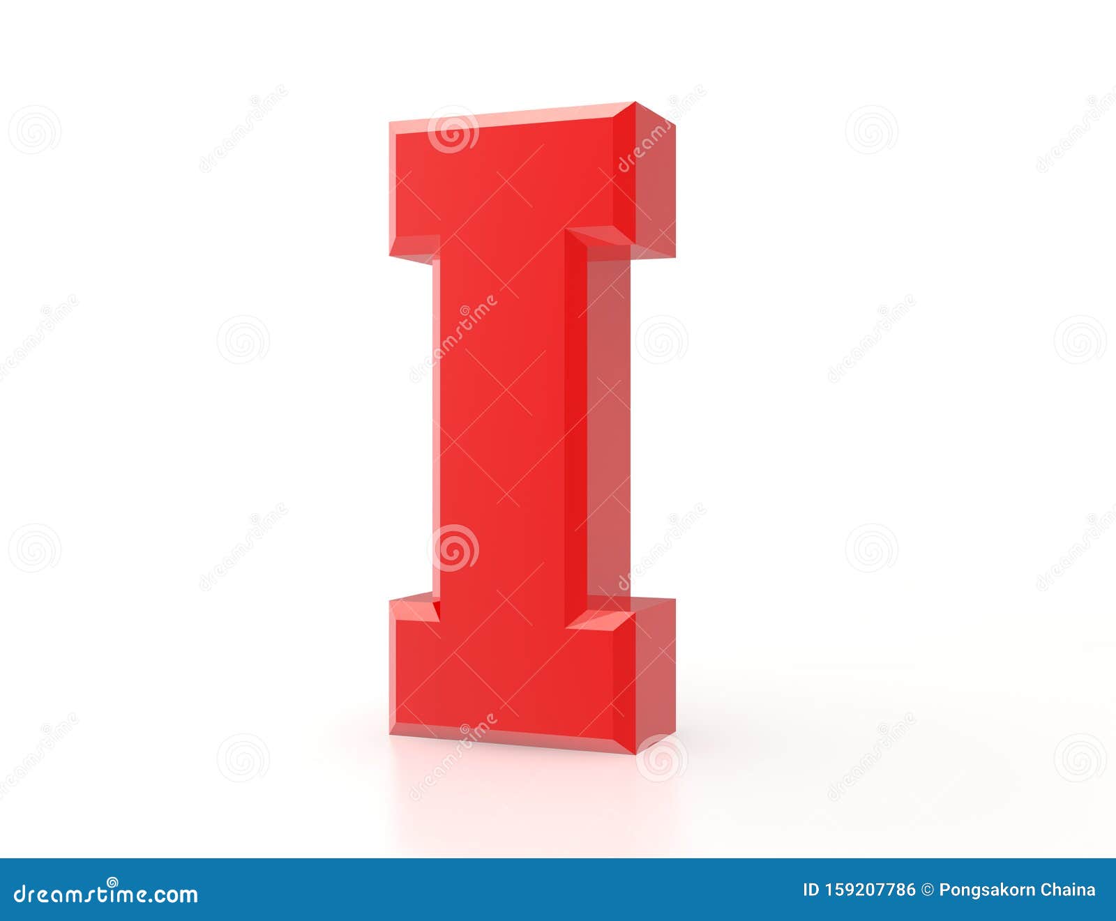 The Red Letter I Isolated on White Background 3d Rendering Stock ...