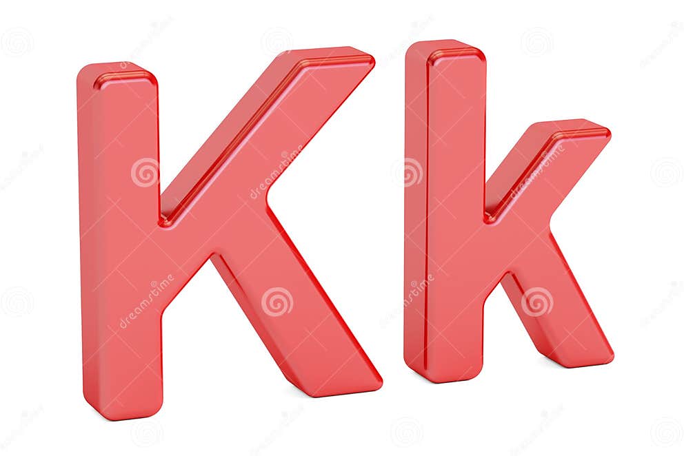 Red Letter K Alphabet, 3D Rendering Stock Illustration - Illustration ...
