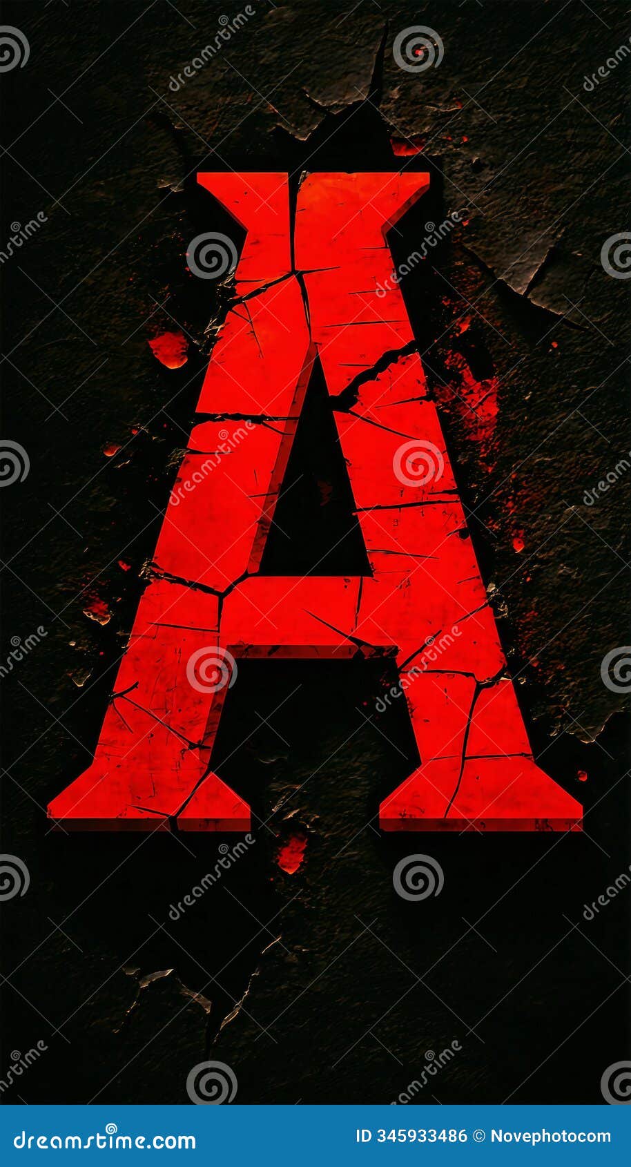 Red Letter a. Red Logo. Brutal Letter on Cracked Dark Background Stock ...