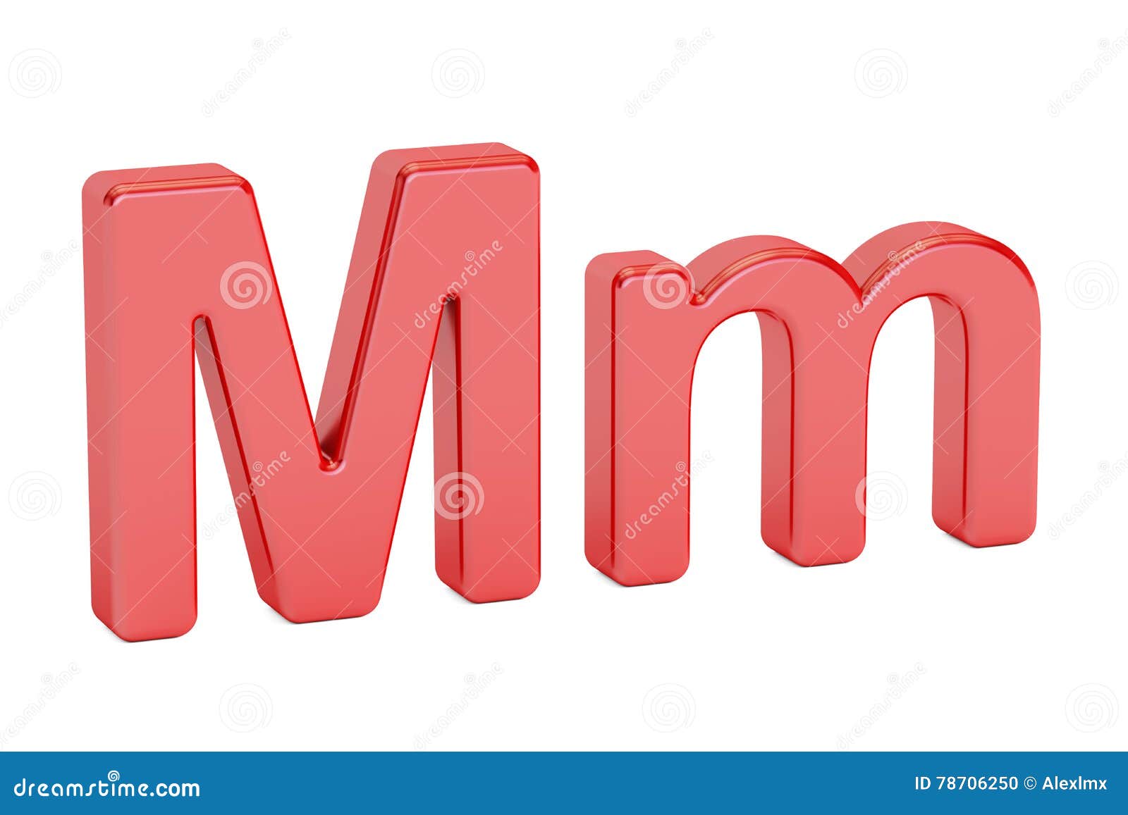 Red Letter M Alphabet, 3D Rendering Stock Illustration - Illustration ...