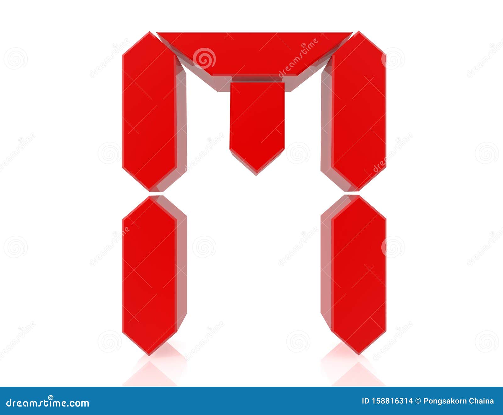 The Red Letter M Digital Style 3d Rendering Stock Illustration ...