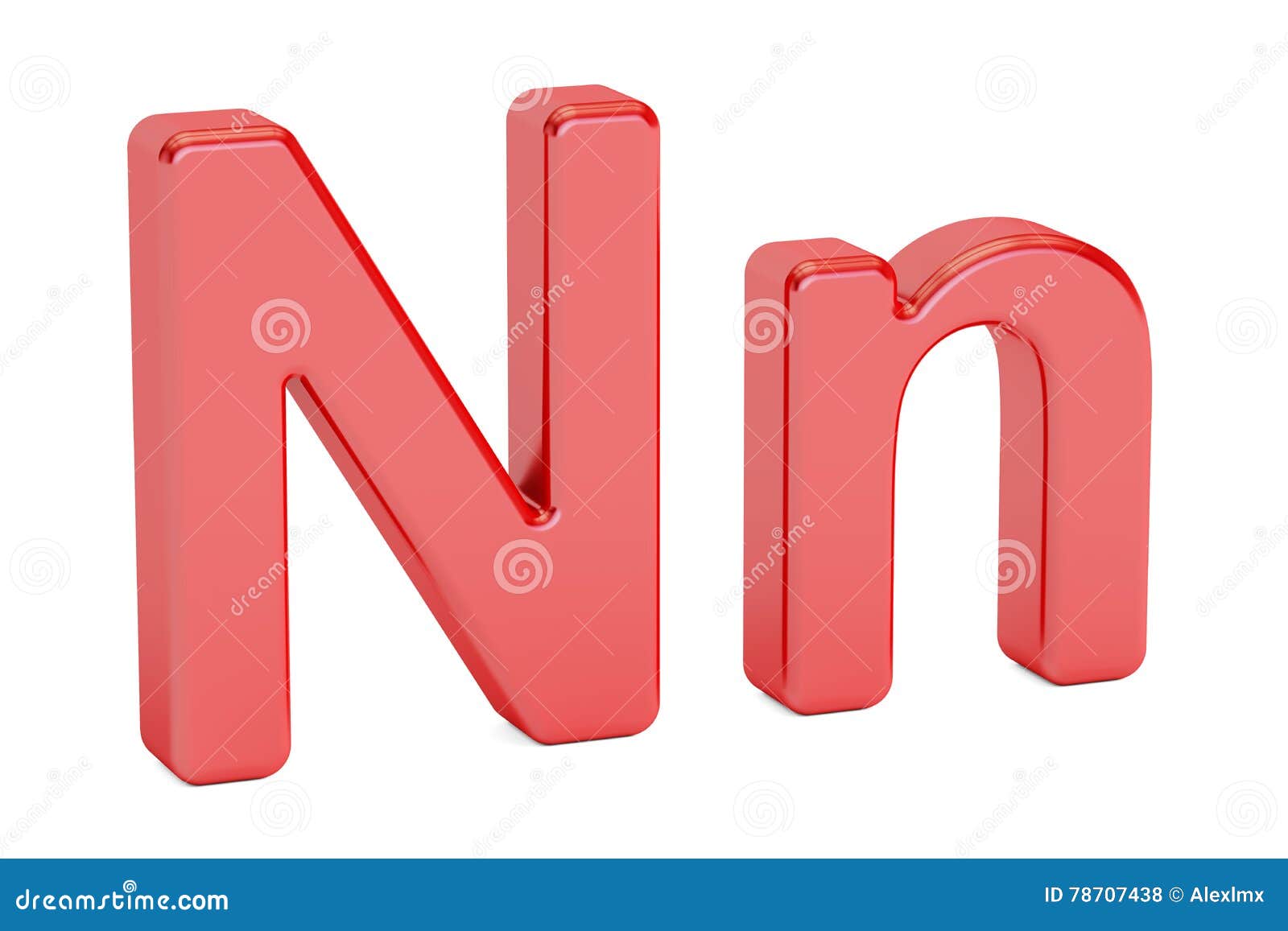 Red Letter N Alphabet, 3D Rendering Stock Illustration - Illustration ...