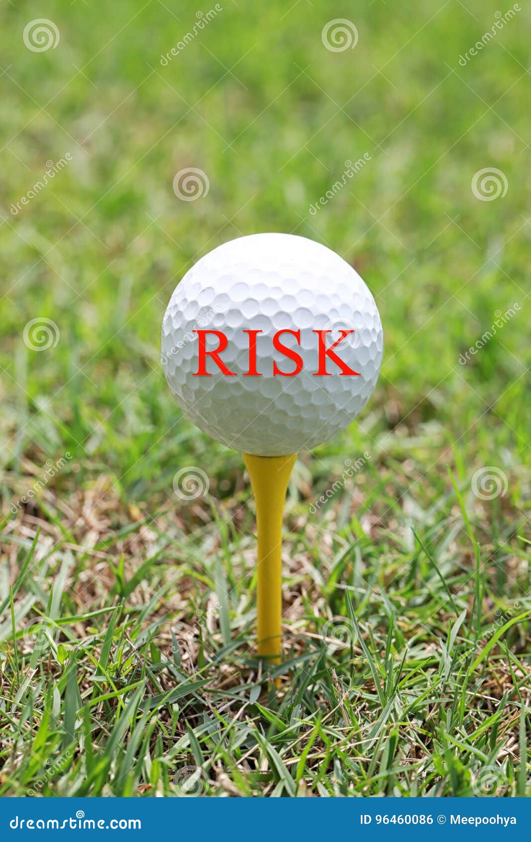 The Red Letter of Risk on White Golf Ball. Stock Photo - Image of goal ...
