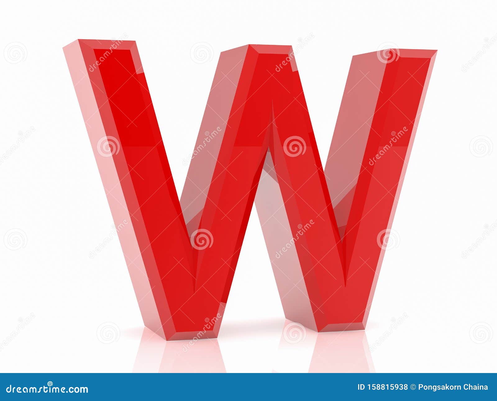 The Red Letter W on White Background 3d Rendering Stock Illustration ...