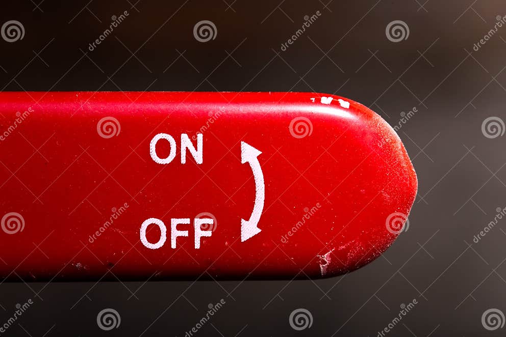 The Red Lever on Off Switch Dark Background Stock Photo - Image of ...